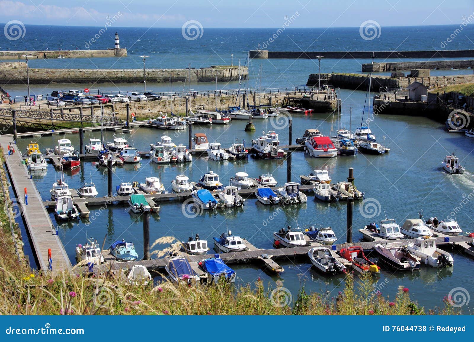 Seaham Harbour and Marina editorial stock photo. Image of blue - 76044738
