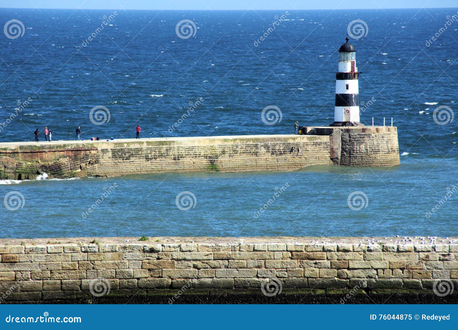Seaham Lighthouse stock image. Image of fishing, black - 76044875