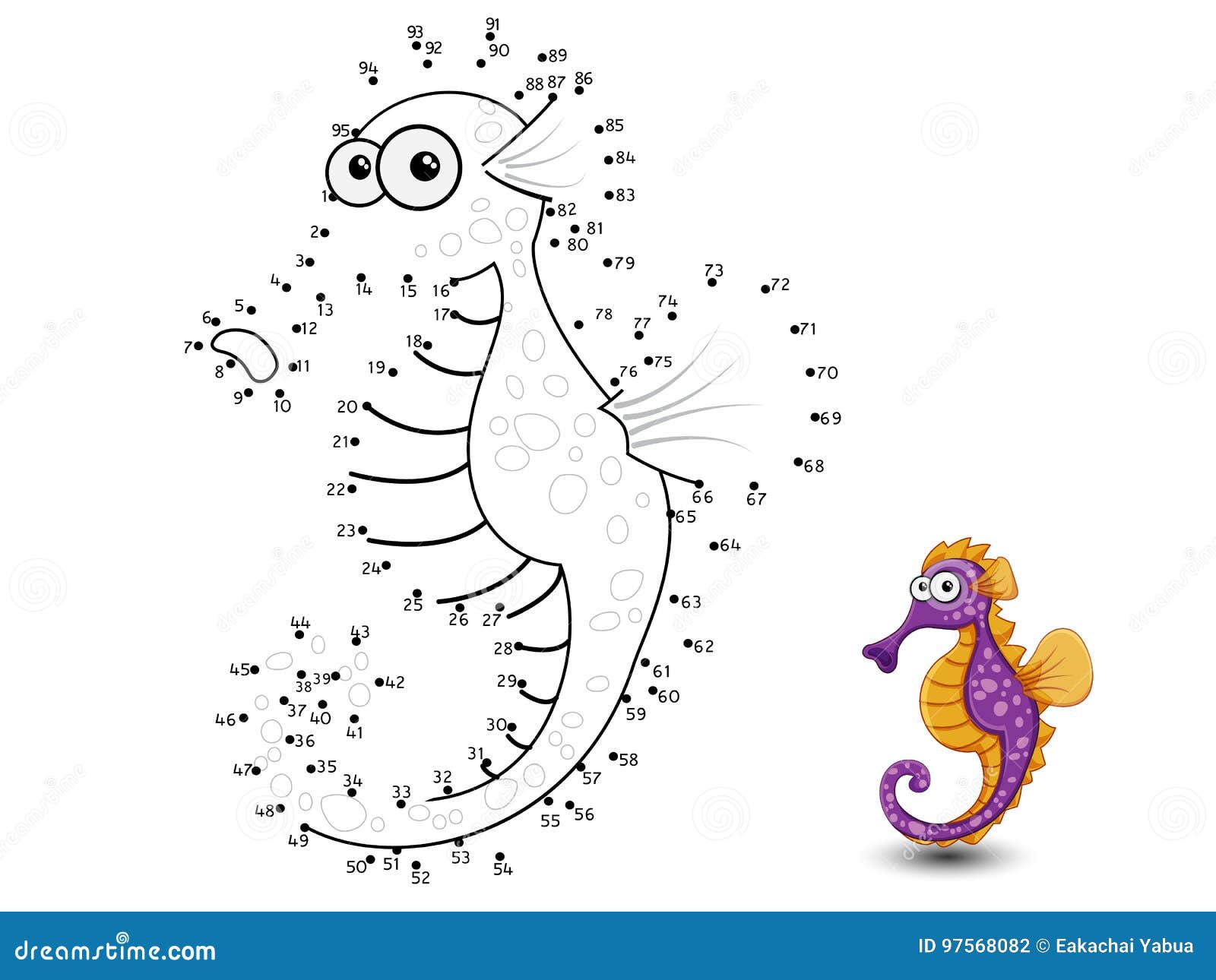 Seahorse Connect the Dots and Color Stock Vector - Illustration of page ... Seahorse Connect the Dots and Color Stock Vector - Illustration of page ...