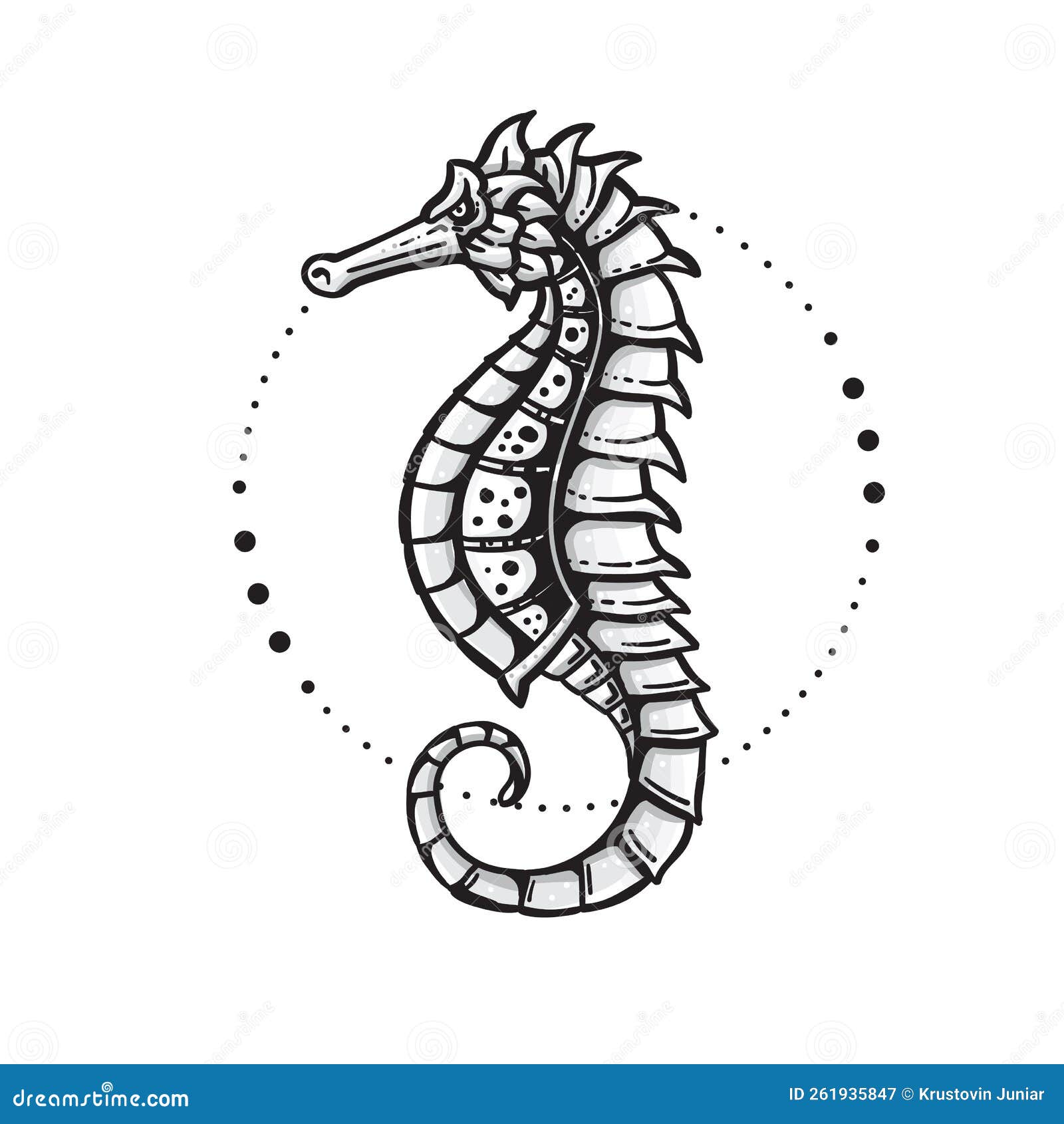 Seahorse Hand Drawn in a Line Art Style Vector Stock Vector ...