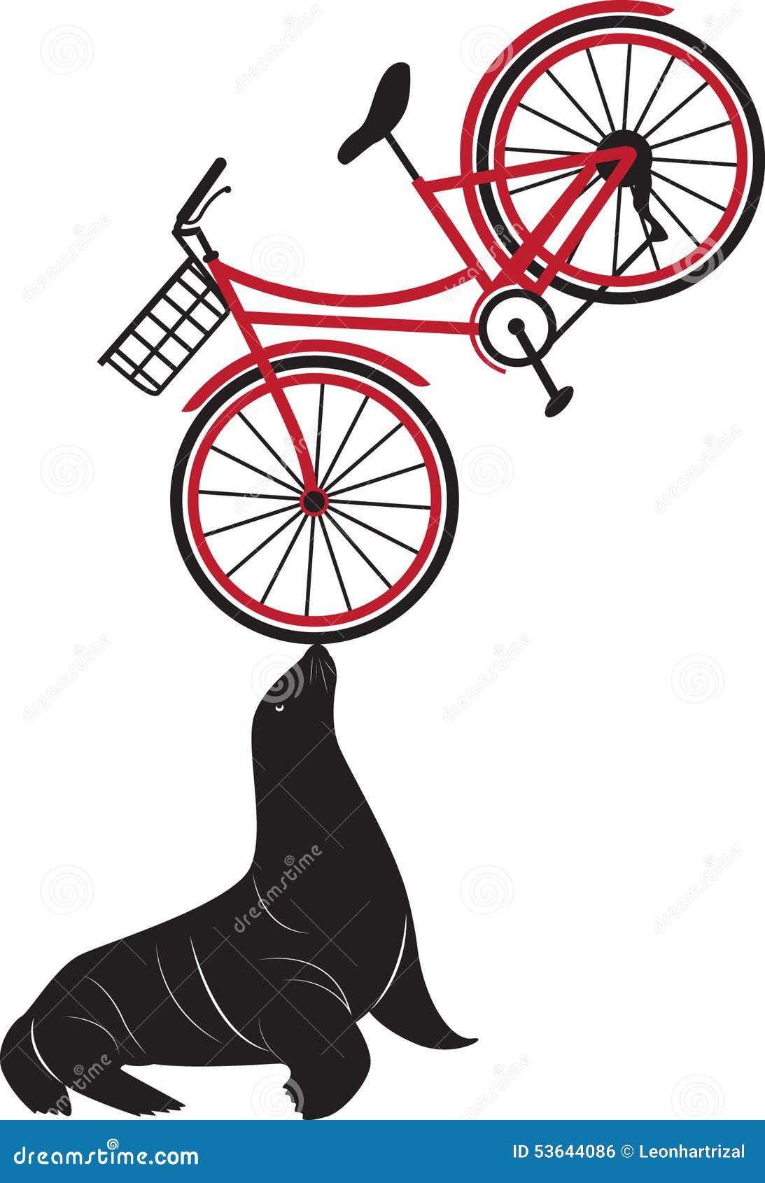 Seal with bike stock vector. Illustration of animal, logo - 53644086