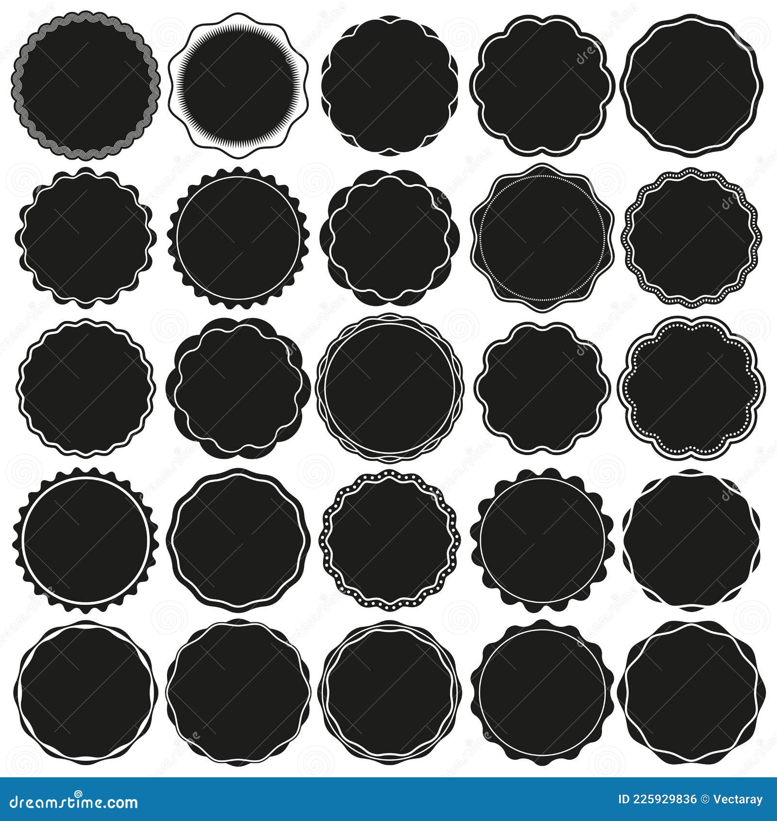 Collection of Round Wax Seal Style Border Frames with Filled ...