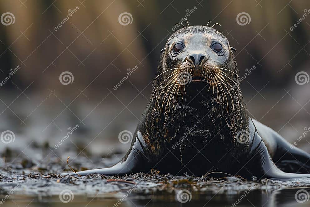 Seal Centered in the Frame, Looking Intently Forward Stock Photo ...