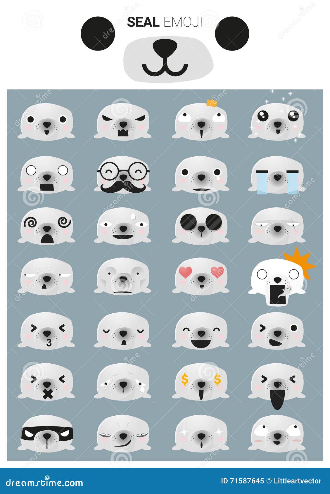 Seal emoji icons stock vector. Illustration of confident - 71587645