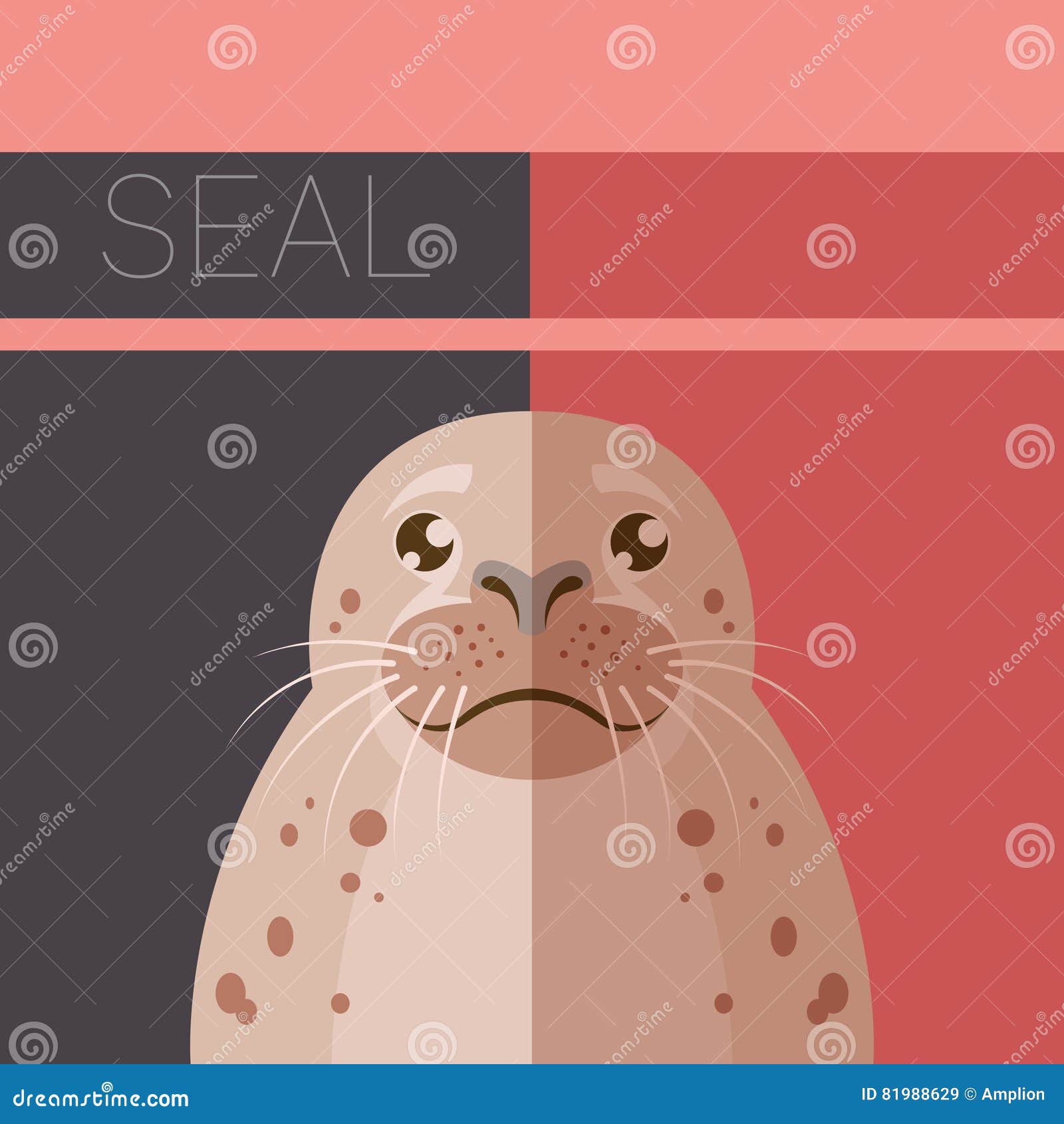Seal flat postcard stock vector. Illustration of clipart - 81988629