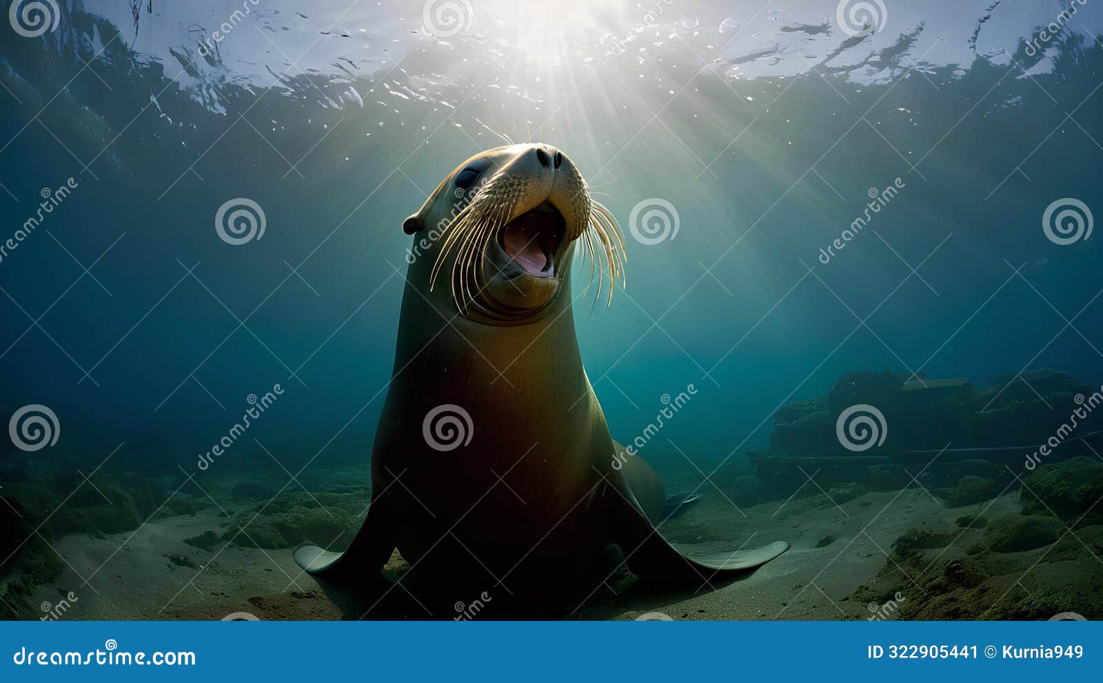A Seal is Laying on the Sand and Looking Up at the Camera. the Sun is ...