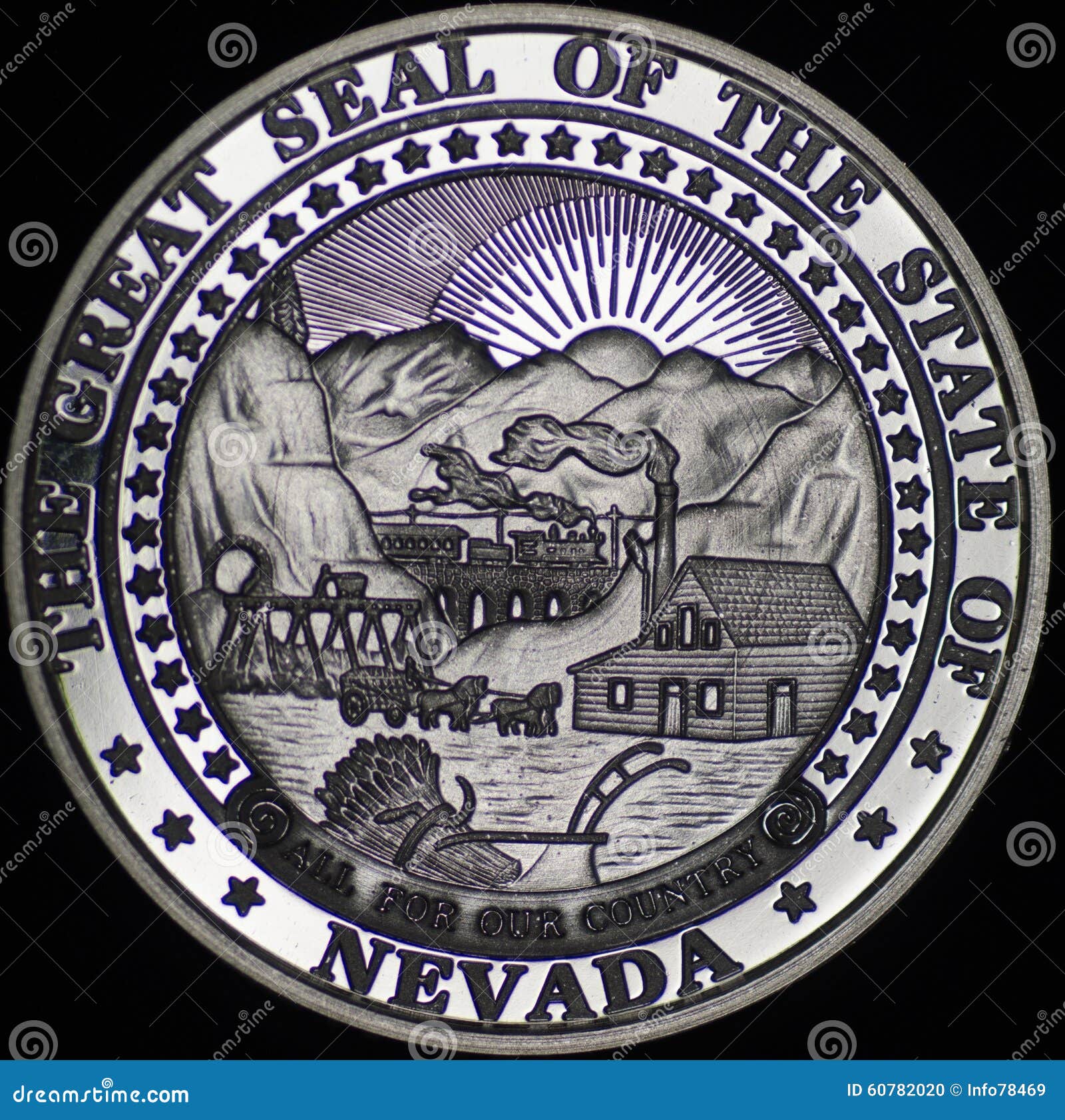 Seal of Nevada on Silver Coin Stock Photo - Image of money, history ...