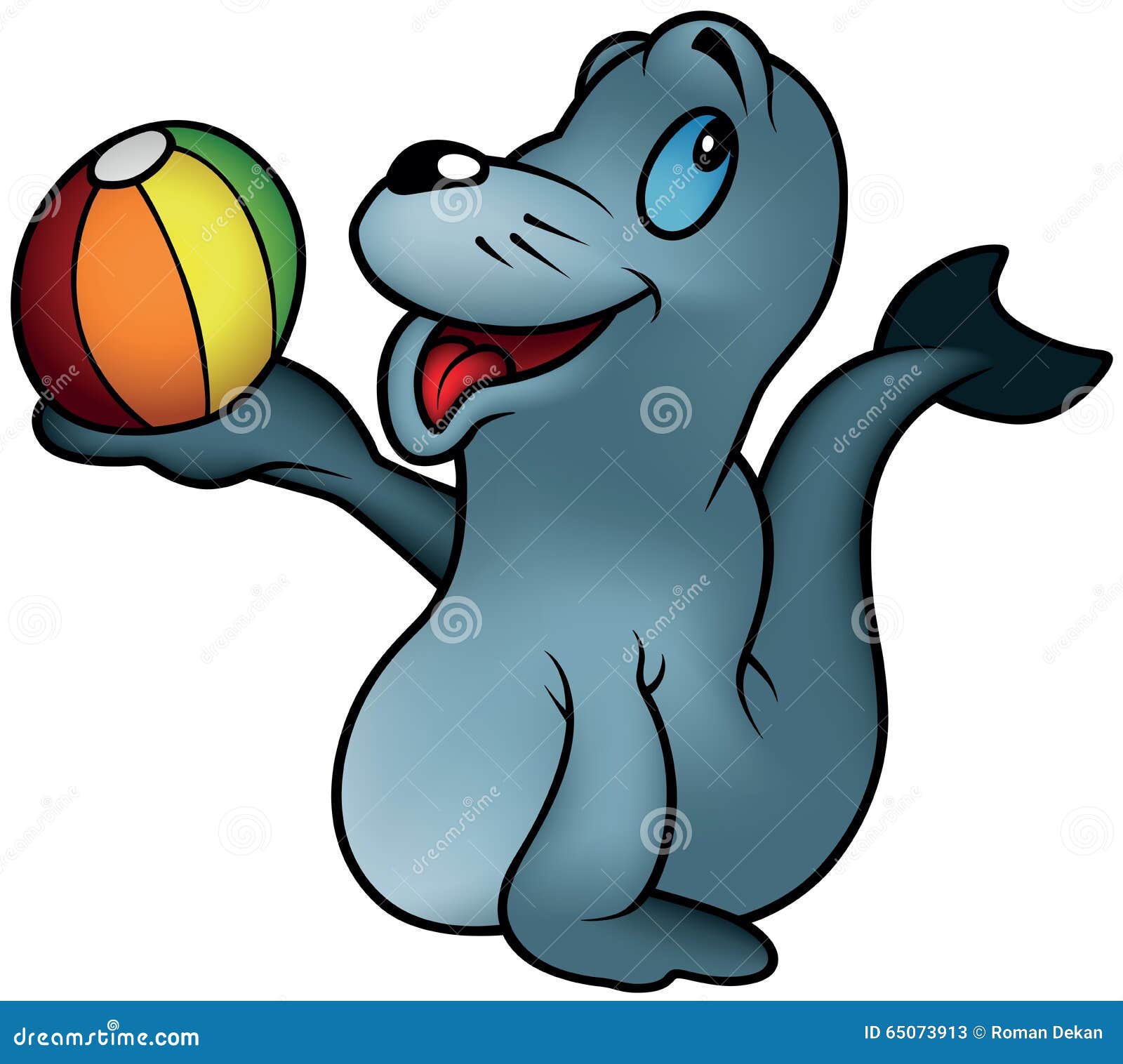 Seal playing with a Ball stock vector. Illustration of performance ...