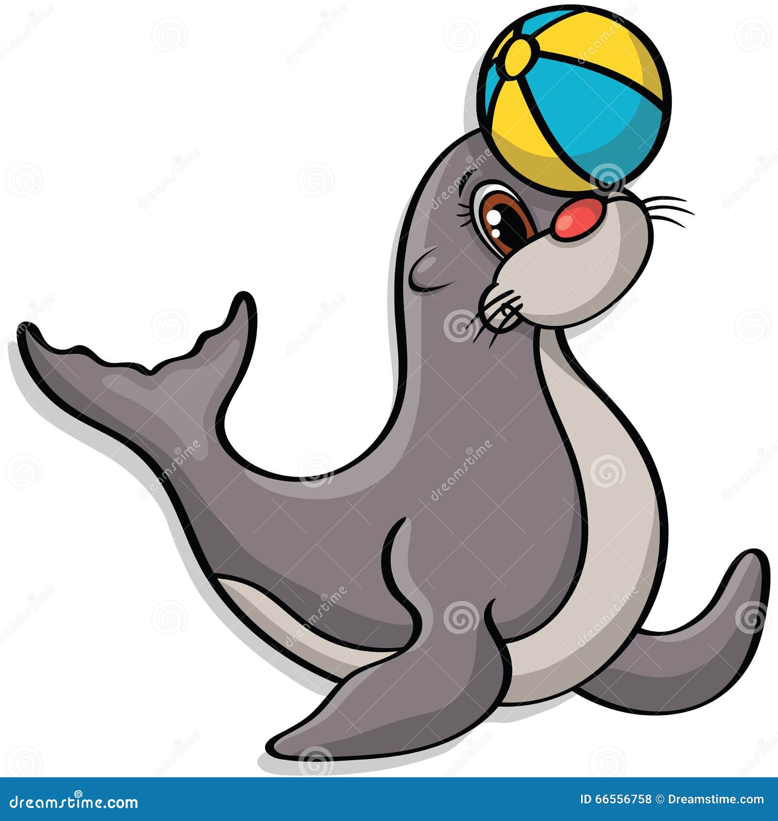 Seal playing with ball stock vector. Illustration of ball - 66556758