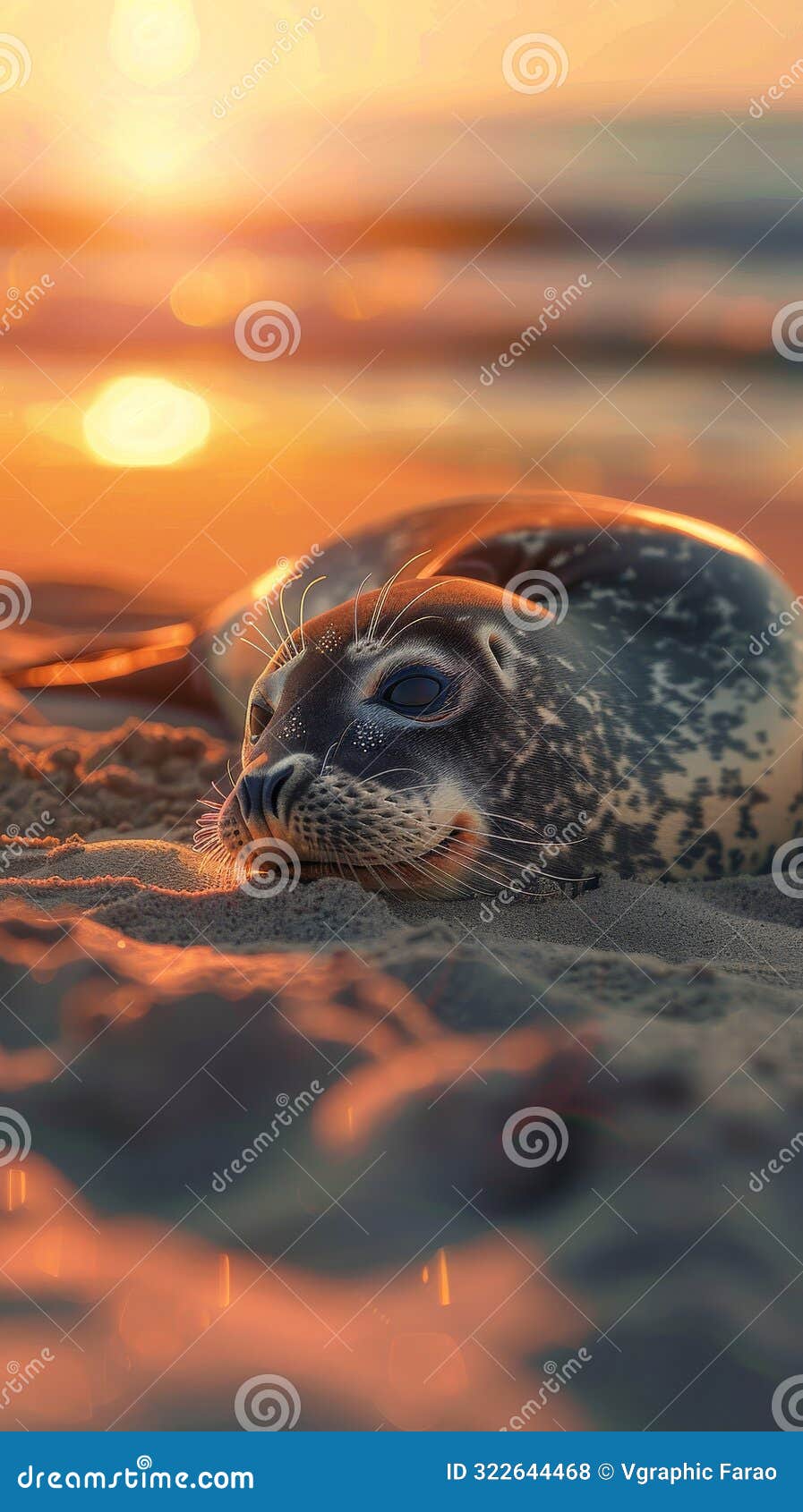 Seal Resting on a Sandy Beach at Sunset Stock Photo - Image of wildlife ...