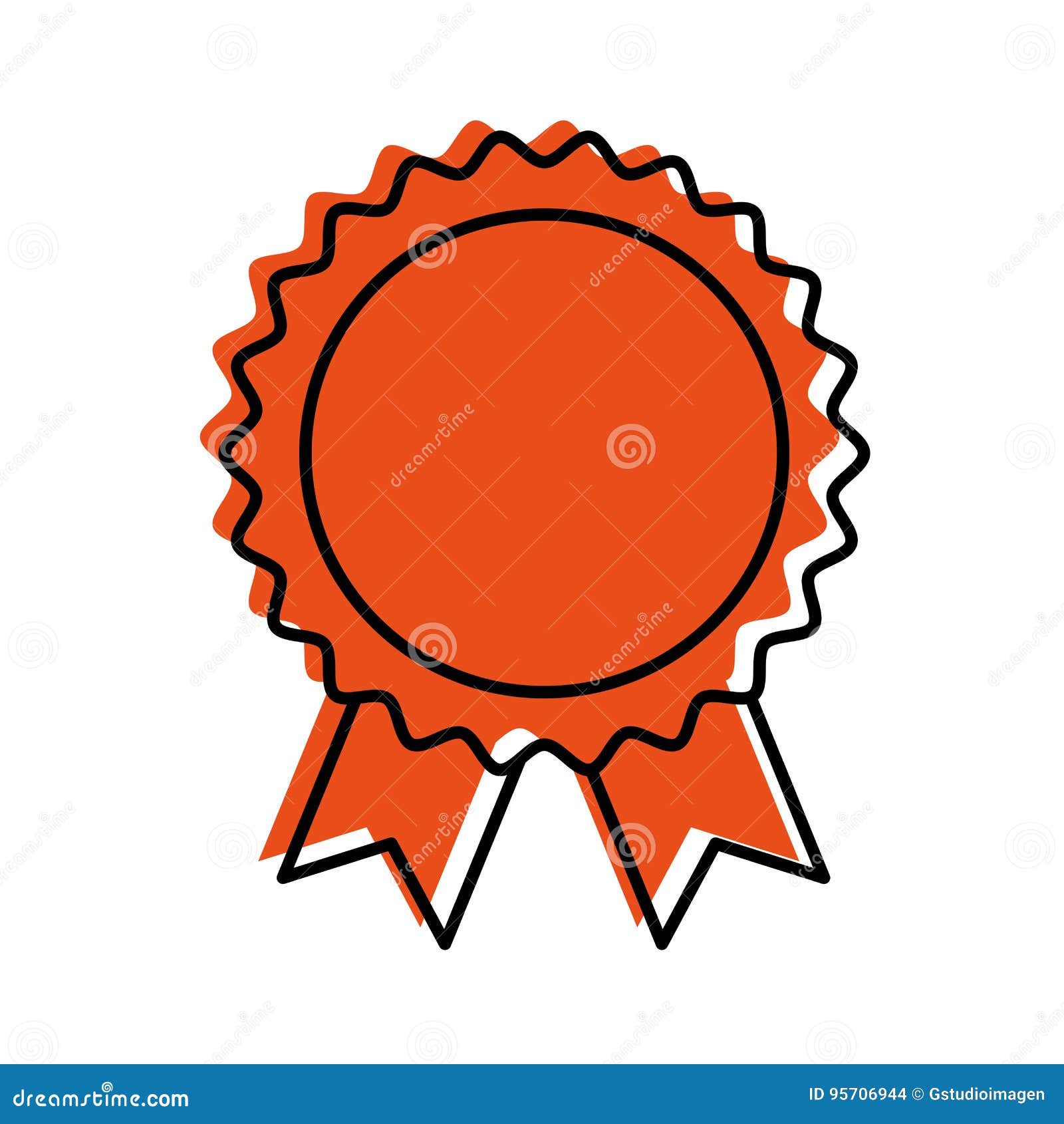 Seal with ribbon icon stock vector. Illustration of insignia - 95706944