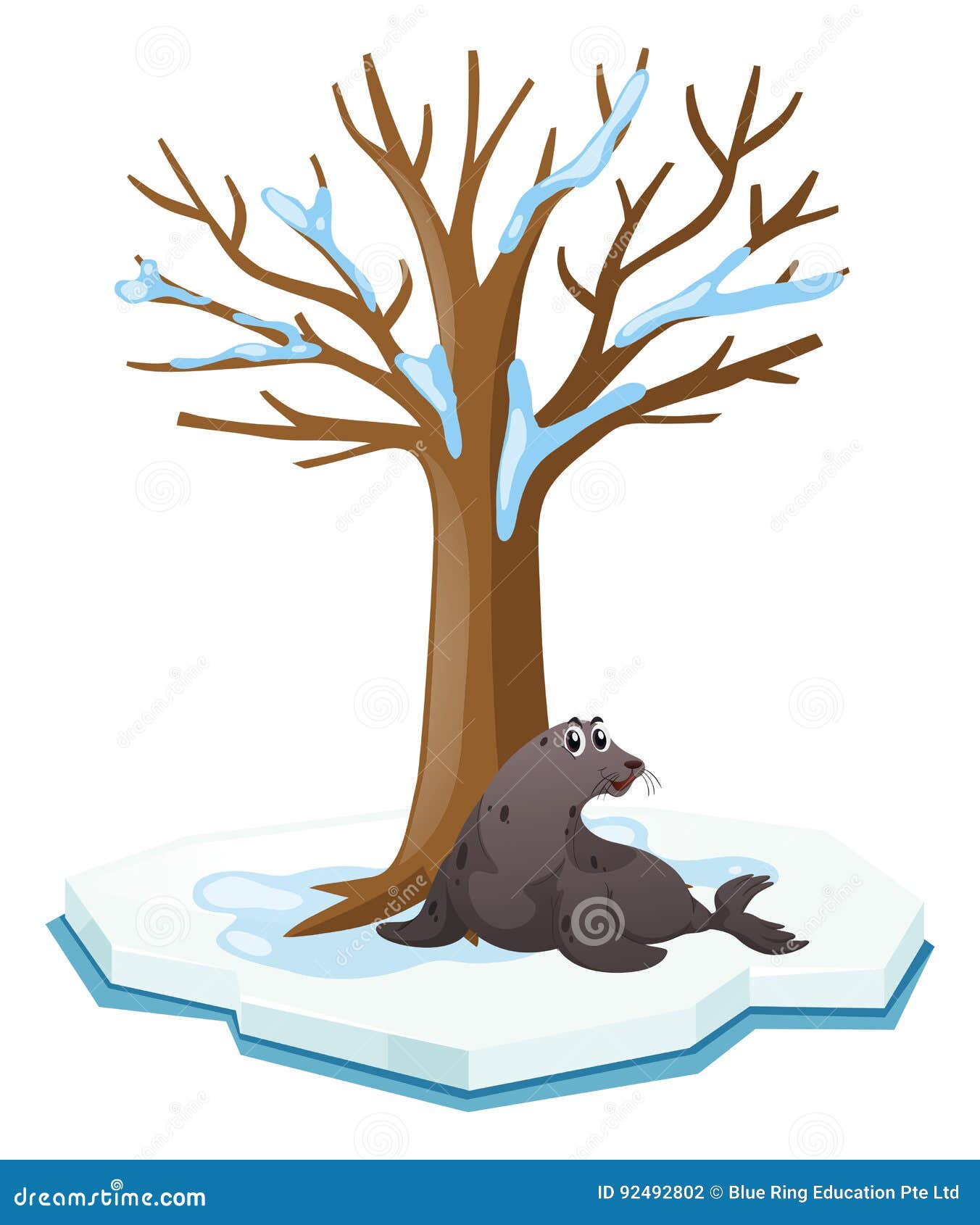 Seal Sitting Under the Tree Stock Vector - Illustration of wildlife ...