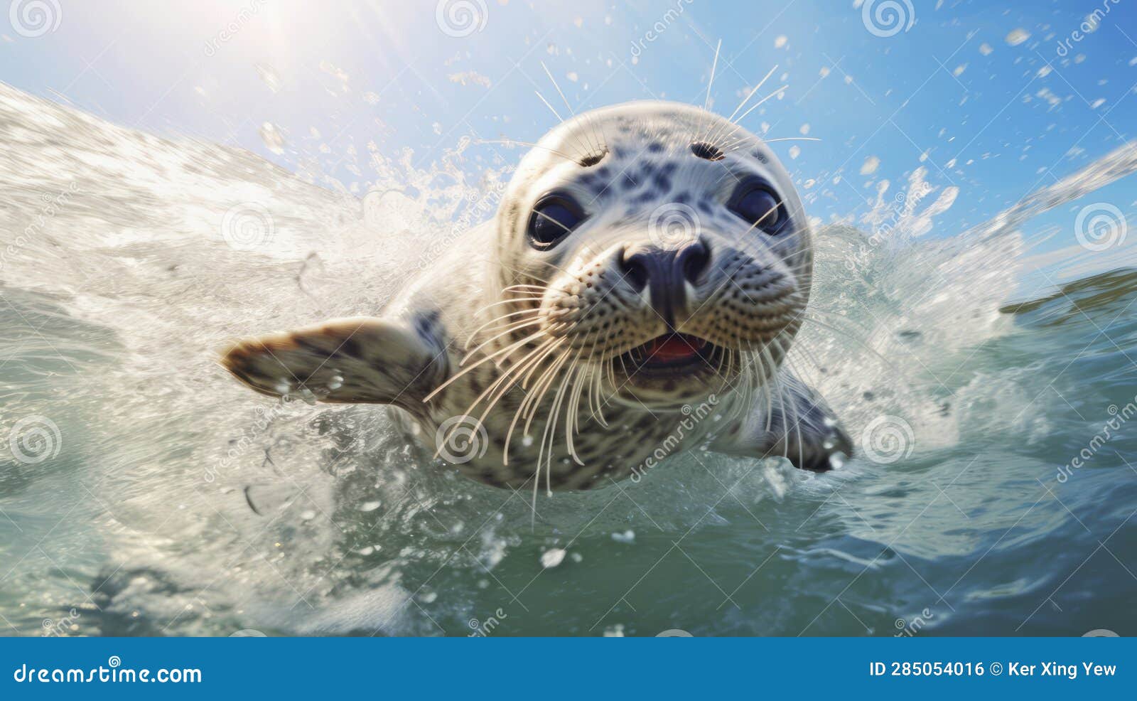 Seal swimming in the ocean stock illustration. Illustration of coast ...