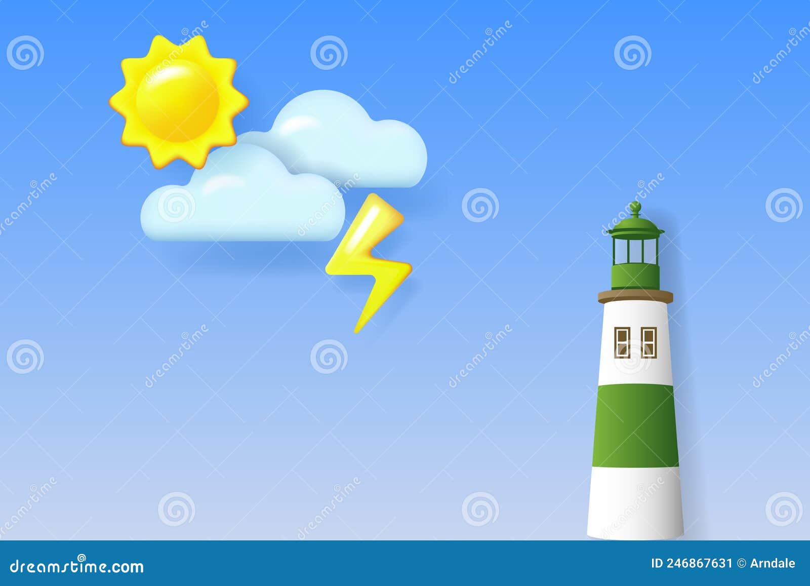Green realistic lighthouse stock vector. Illustration of seashore ...