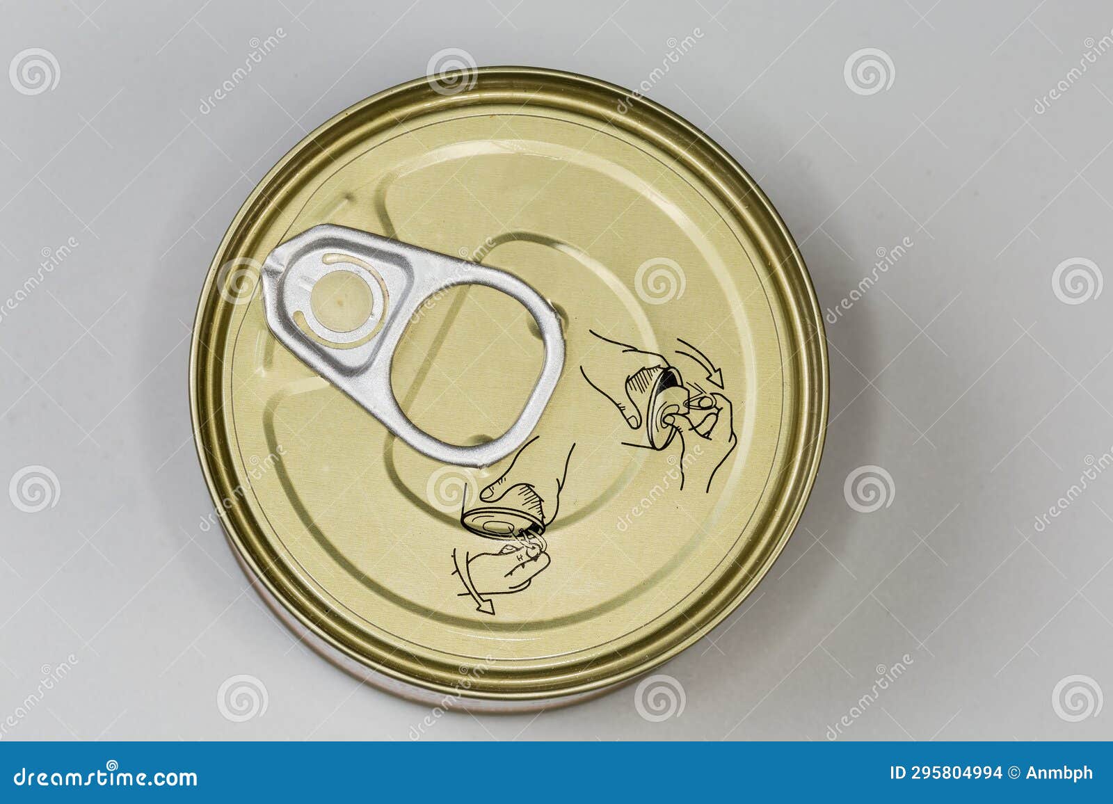 Sealed Food Tin Can with Ring-pull Tab, Top View Stock Photo - Image of ...