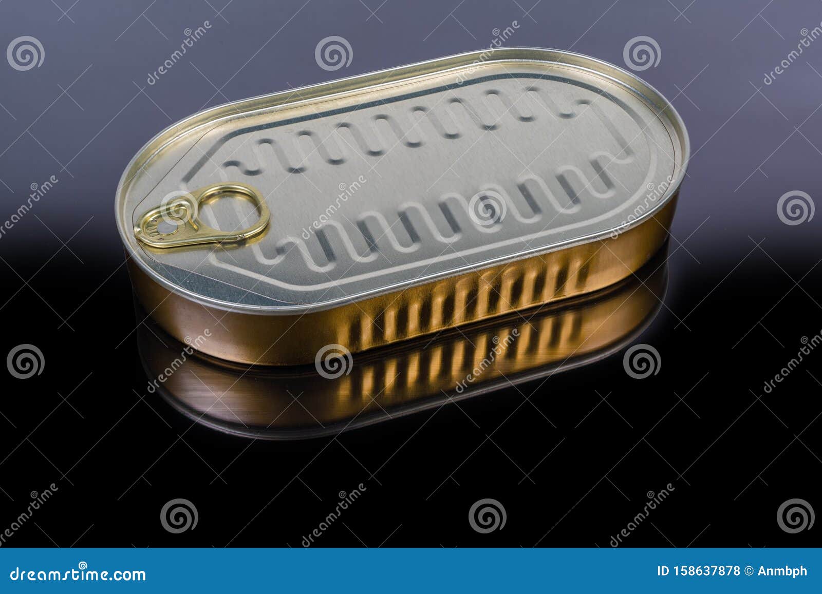 Sealed Tin Can of Canned Fish on a Dark Background Stock Photo - Image ...