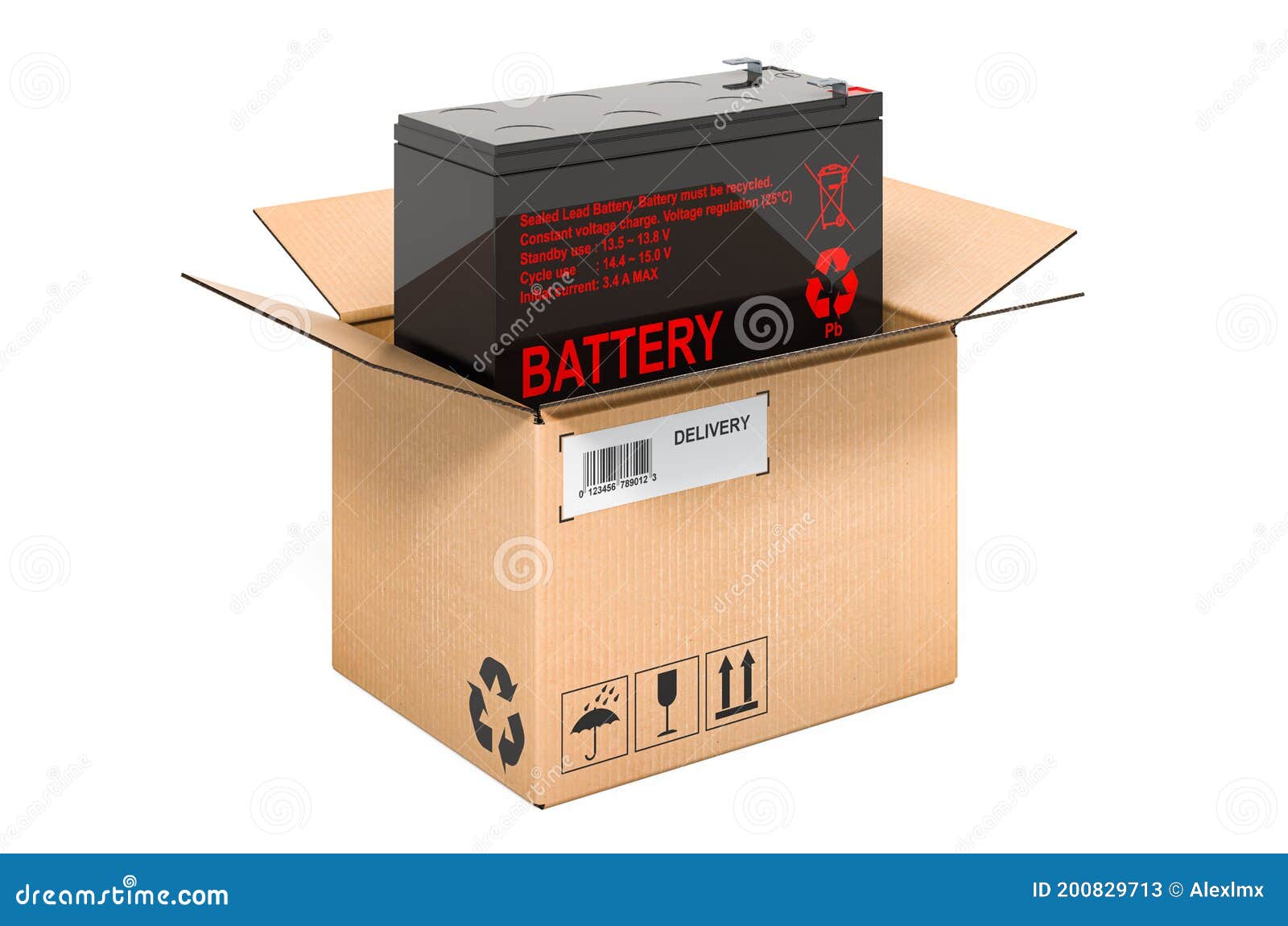 Sealed UPS Battery Inside Cardboard Box, Delivery Concept. 3D Rendering ...
