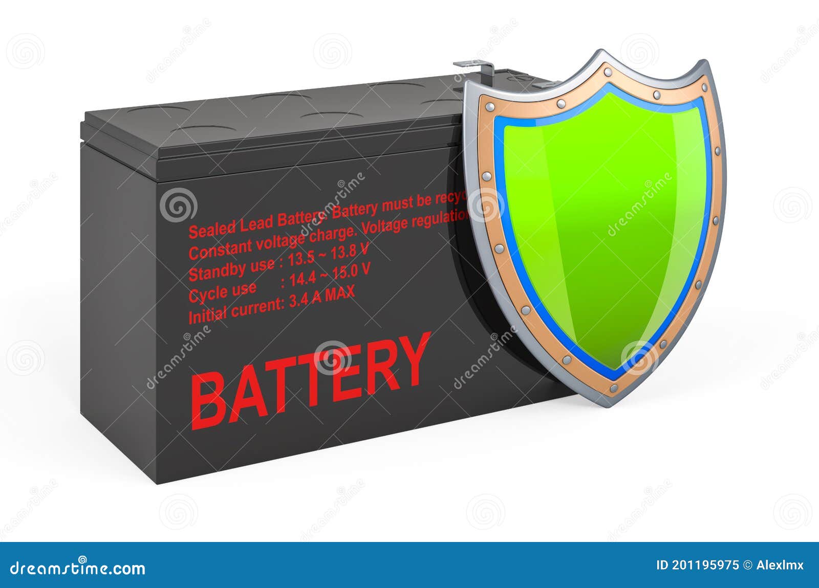 Sealed UPS Battery with Shield, 3D Rendering Stock Illustration ...
