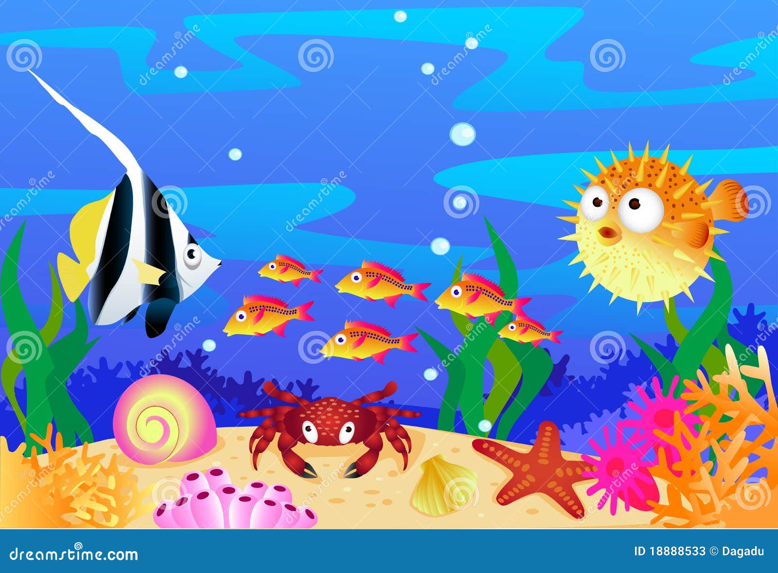 Sealife stock vector. Illustration of paradise, comic - 18888533