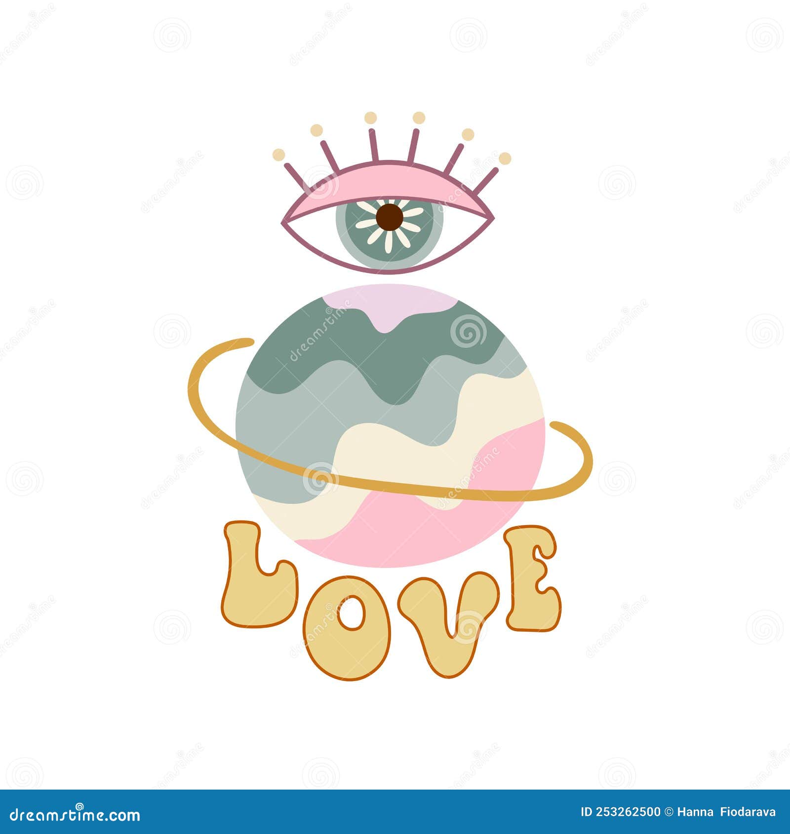 Love. Cartoon Planet, Eye, Hand Drawing Lettering, DÃ©cor Elements ...