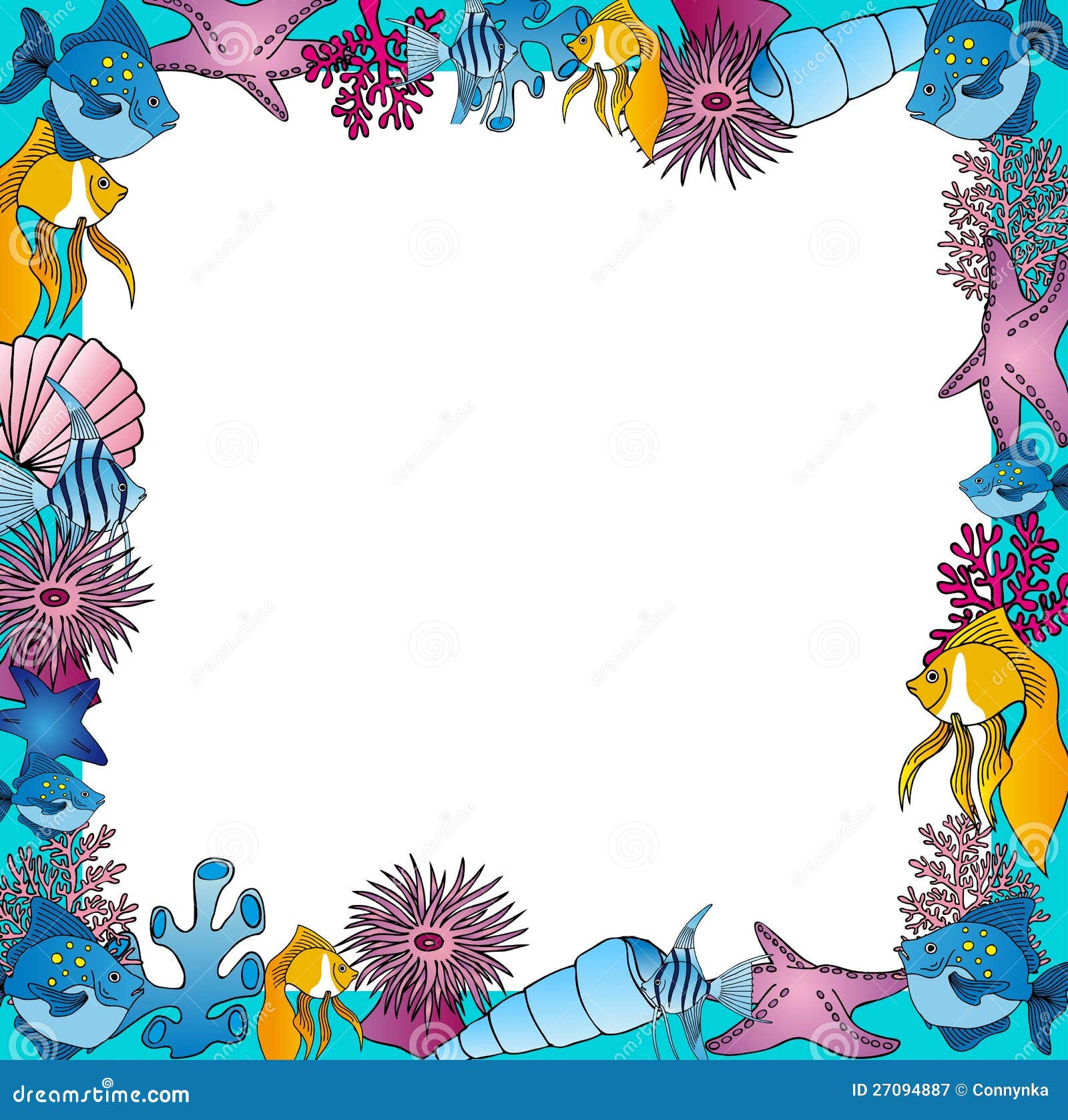 Sealife frame blue stock vector. Illustration of nature - 27094887