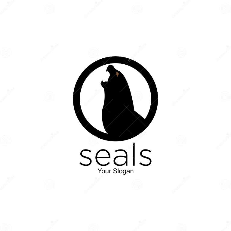 Seals Logo Vector Emblem Template,with Full Circle Stock Vector ...