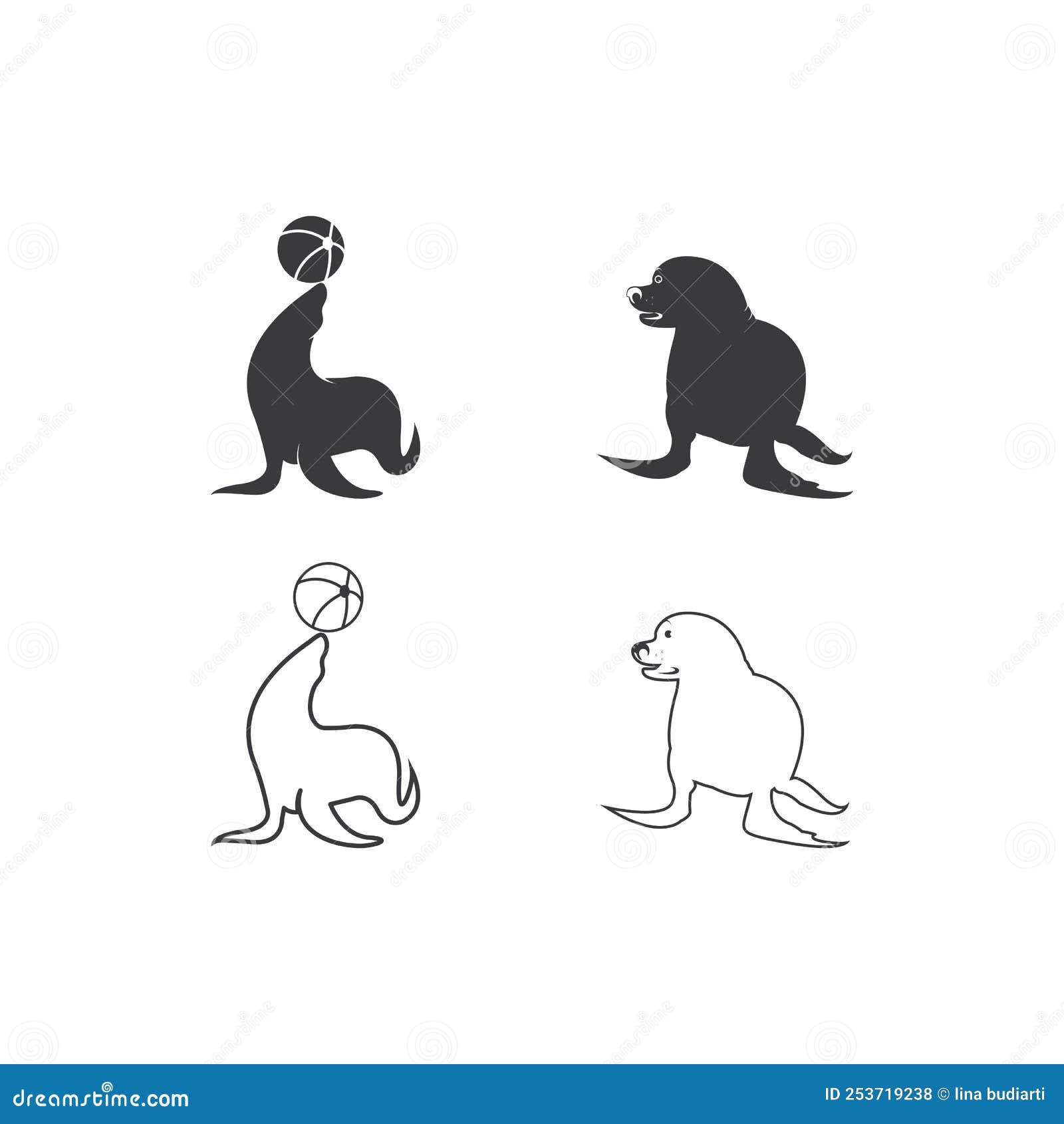 Seals vector icon stock vector. Illustration of nature - 253719238