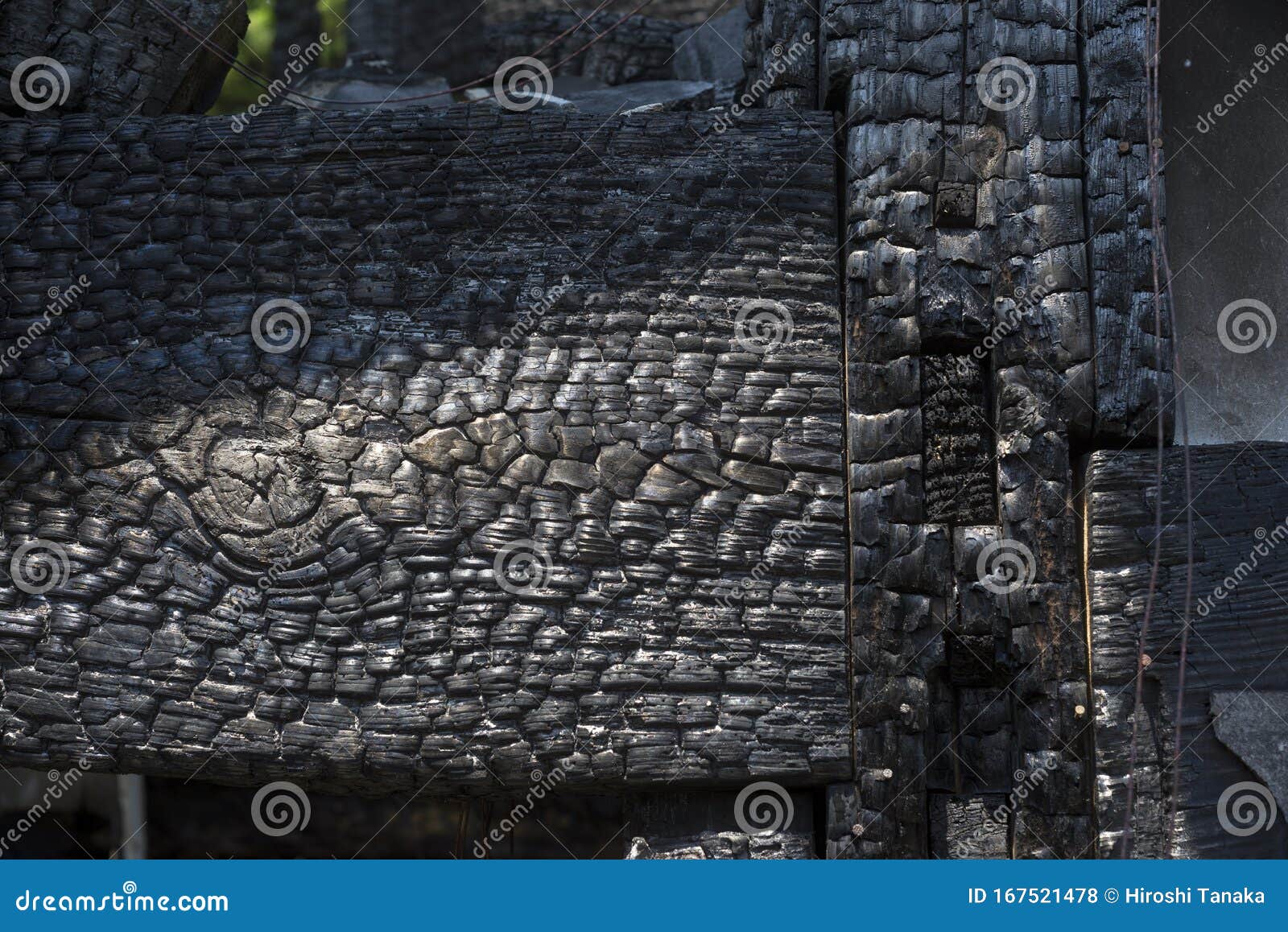 Burnt columns and beams stock photo. Image of ignite - 167521478