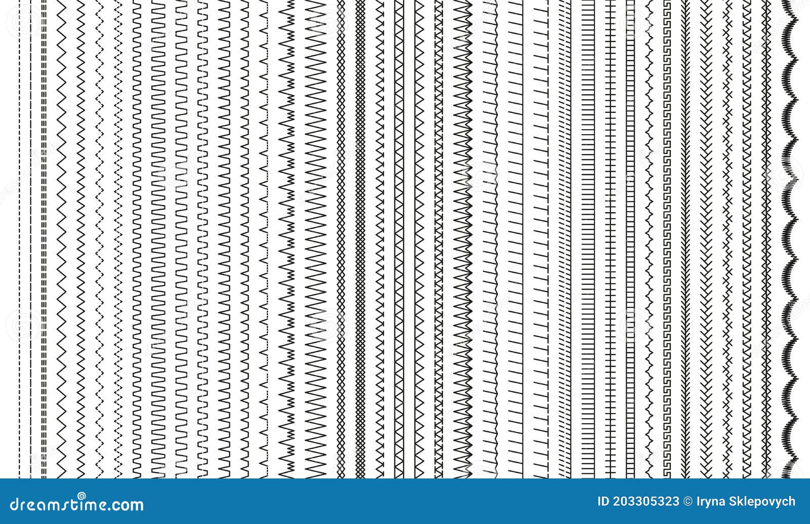Seam Machine Stitches. Embroidery Seams Seamless Pattern. Vector ...