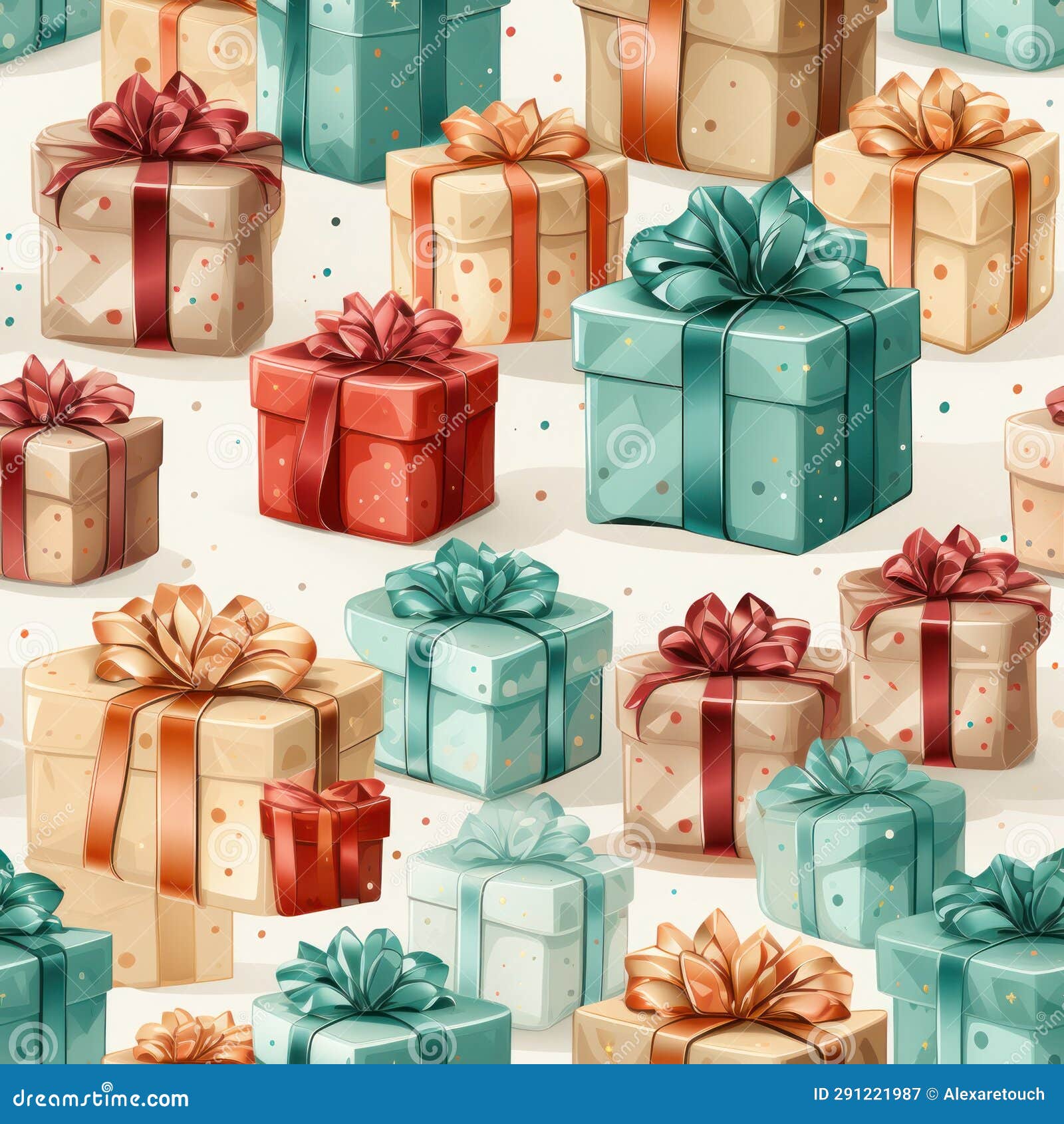 Seam Pattern Gift Boxes Tied with Ribbon. Stock Image - Image of ...