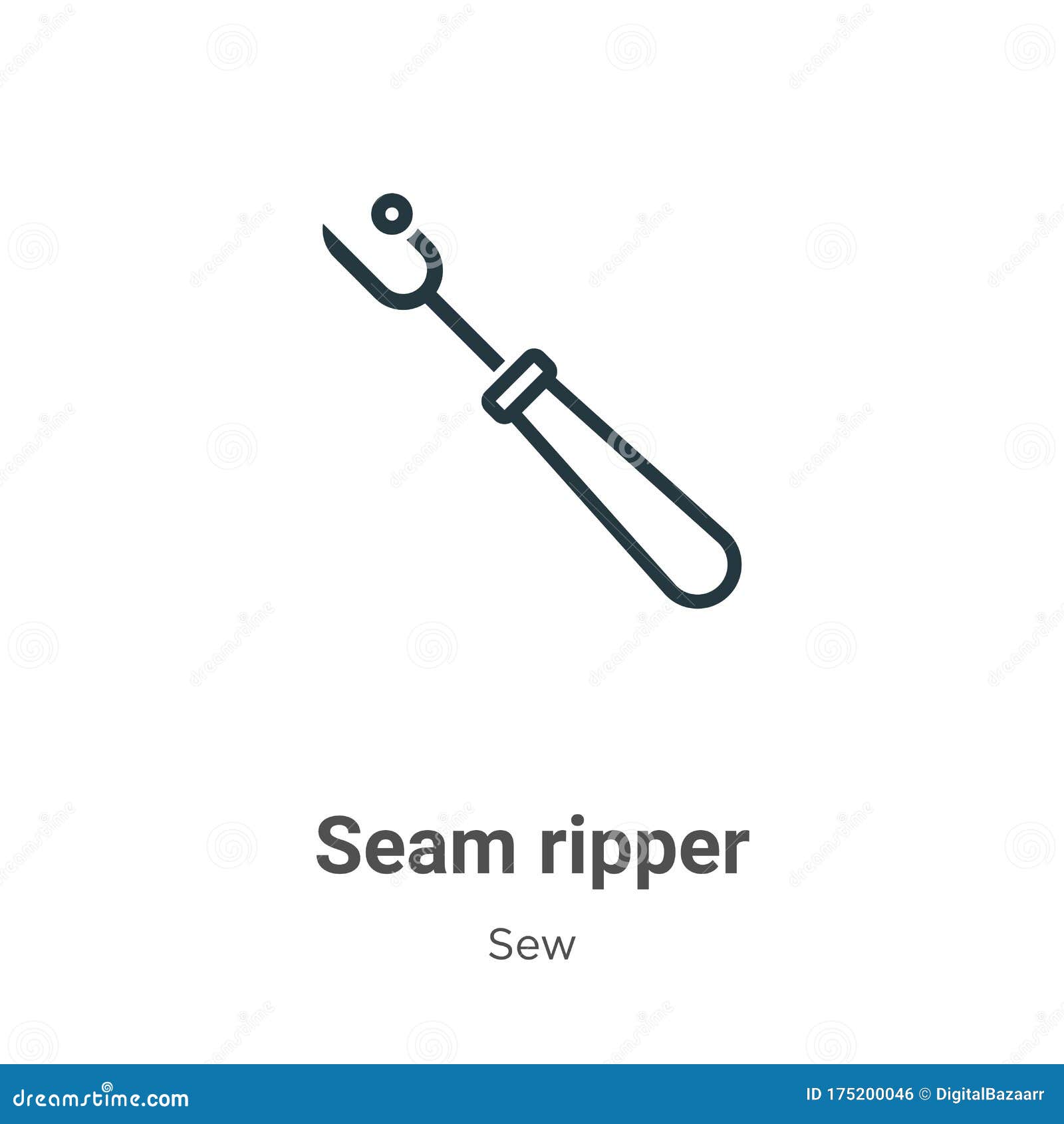 Seam Ripper Outline Vector Icon. Thin Line Black Seam Ripper Icon, Flat ...