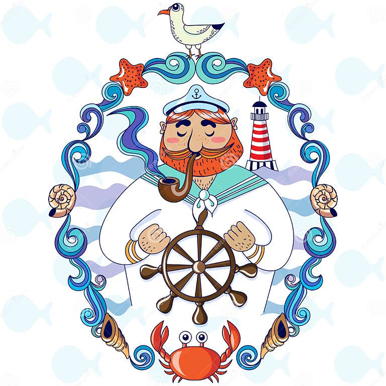 Seaman captain stock vector. Illustration of helm, cruise - 73146727
