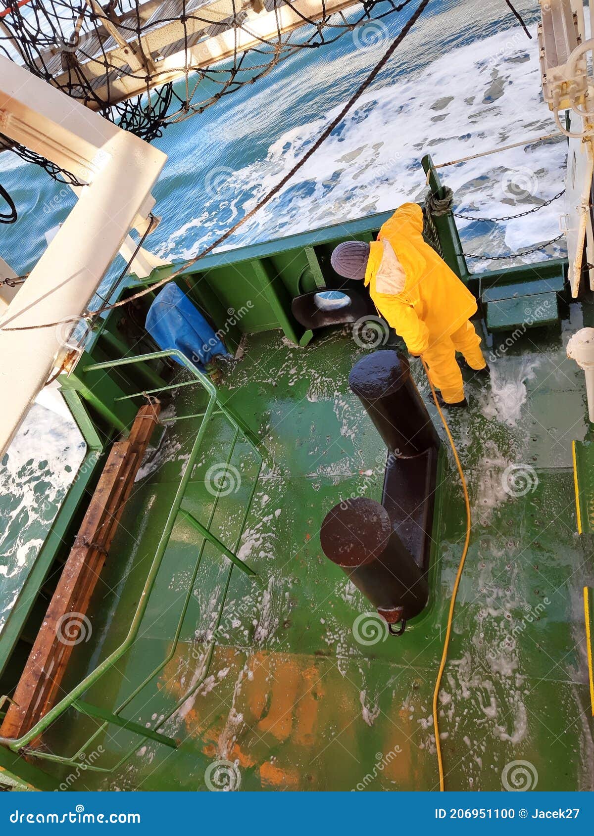 Seaman cleaning the ship. stock photo. Image of people - 206951100