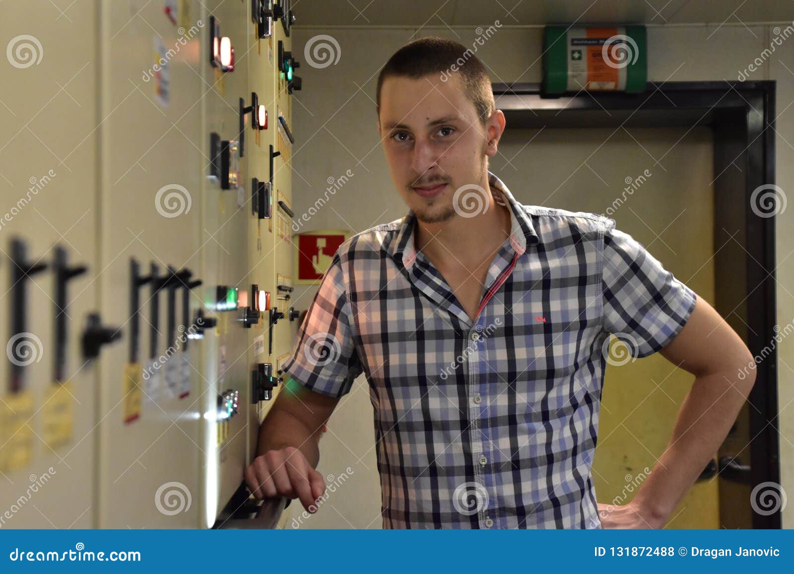 Seaman in the Engine Control Room Stock Photo - Image of brochure, room ...