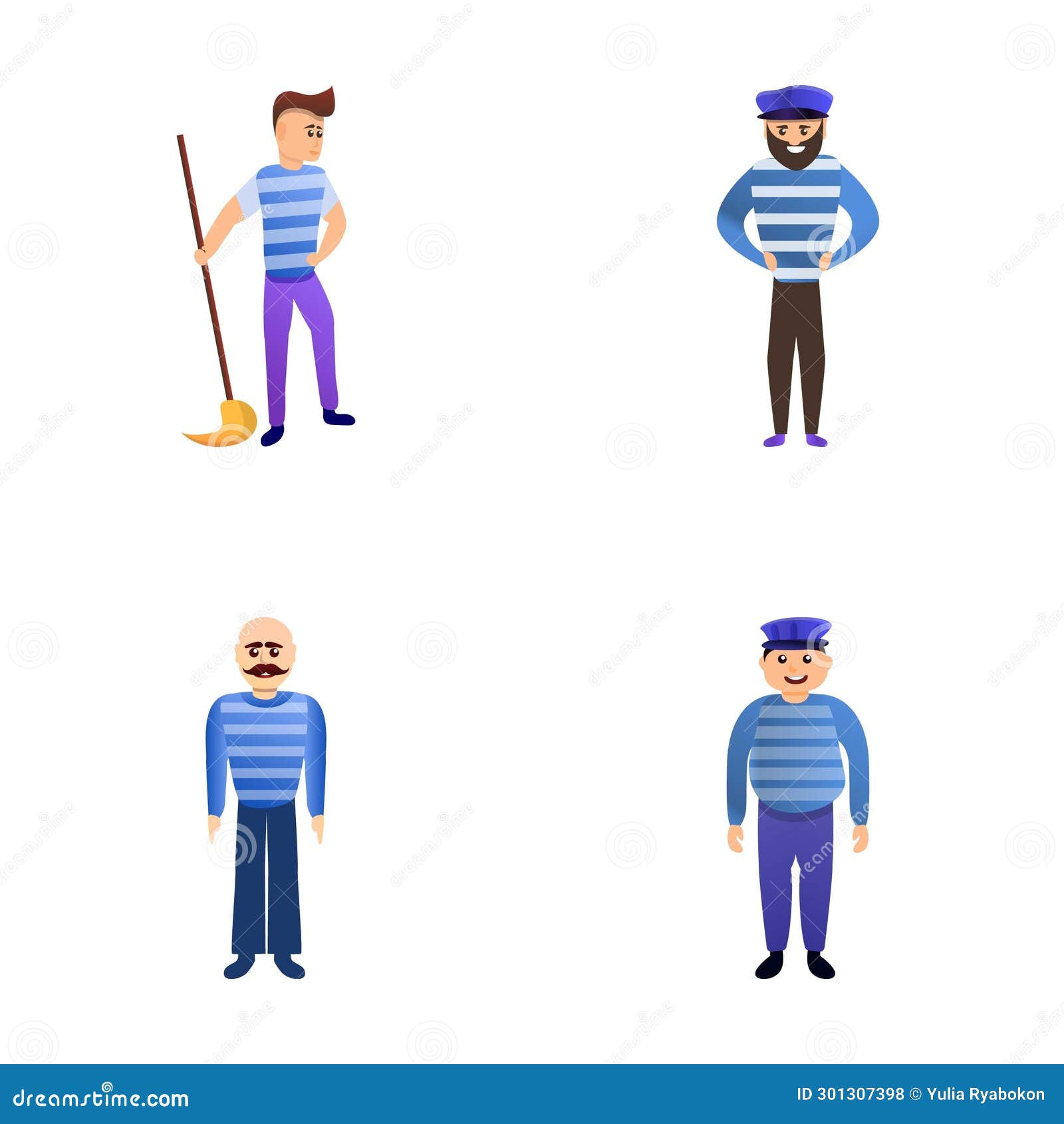 Seaman Icons Set Cartoon Vector. Sailor in Uniform Stock Vector ...