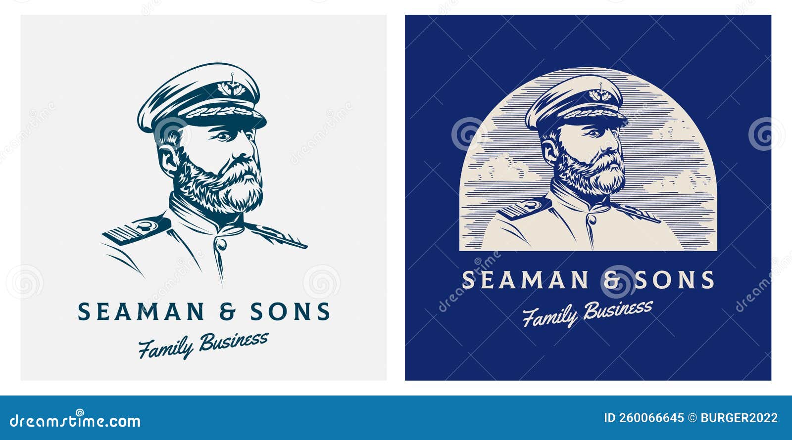 Seaman and Sons Captain Vintage Logo Template Stock Vector ...
