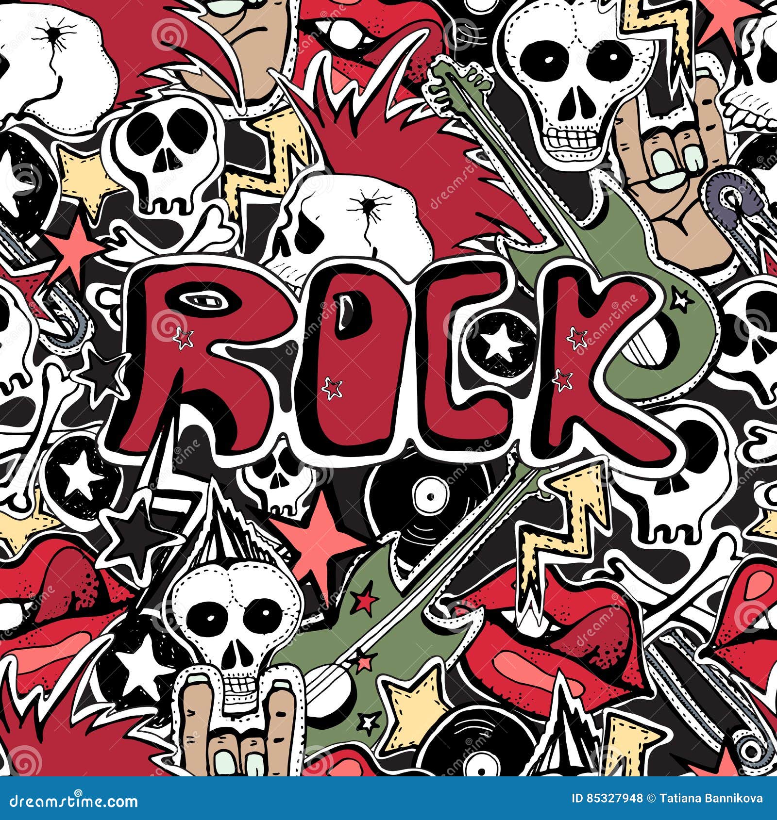 Seamles Pattern. Punk Rock Abstract Background. Stock Illustration ...