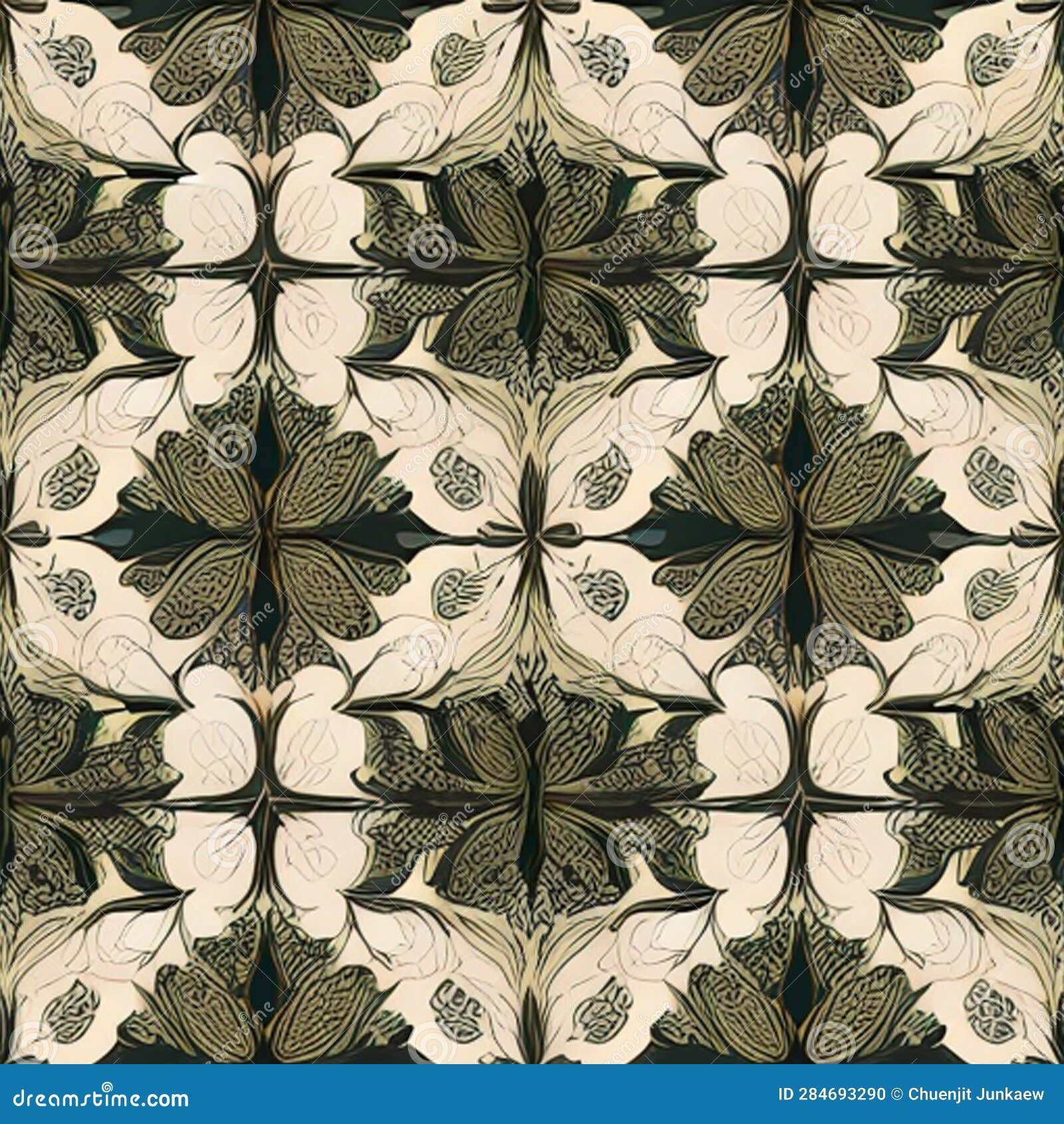 Seamles Patterns of Flowers and Trees Design Fabric Art, Generative AI ...