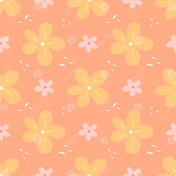 Flowers and Leaves Seamless Pattern. Simple Flower. Floral Background ...