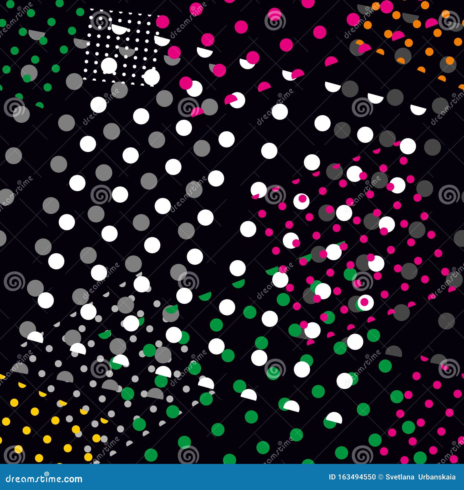 Seamless Abstract Background of Multi-colored Dots on a Black ...