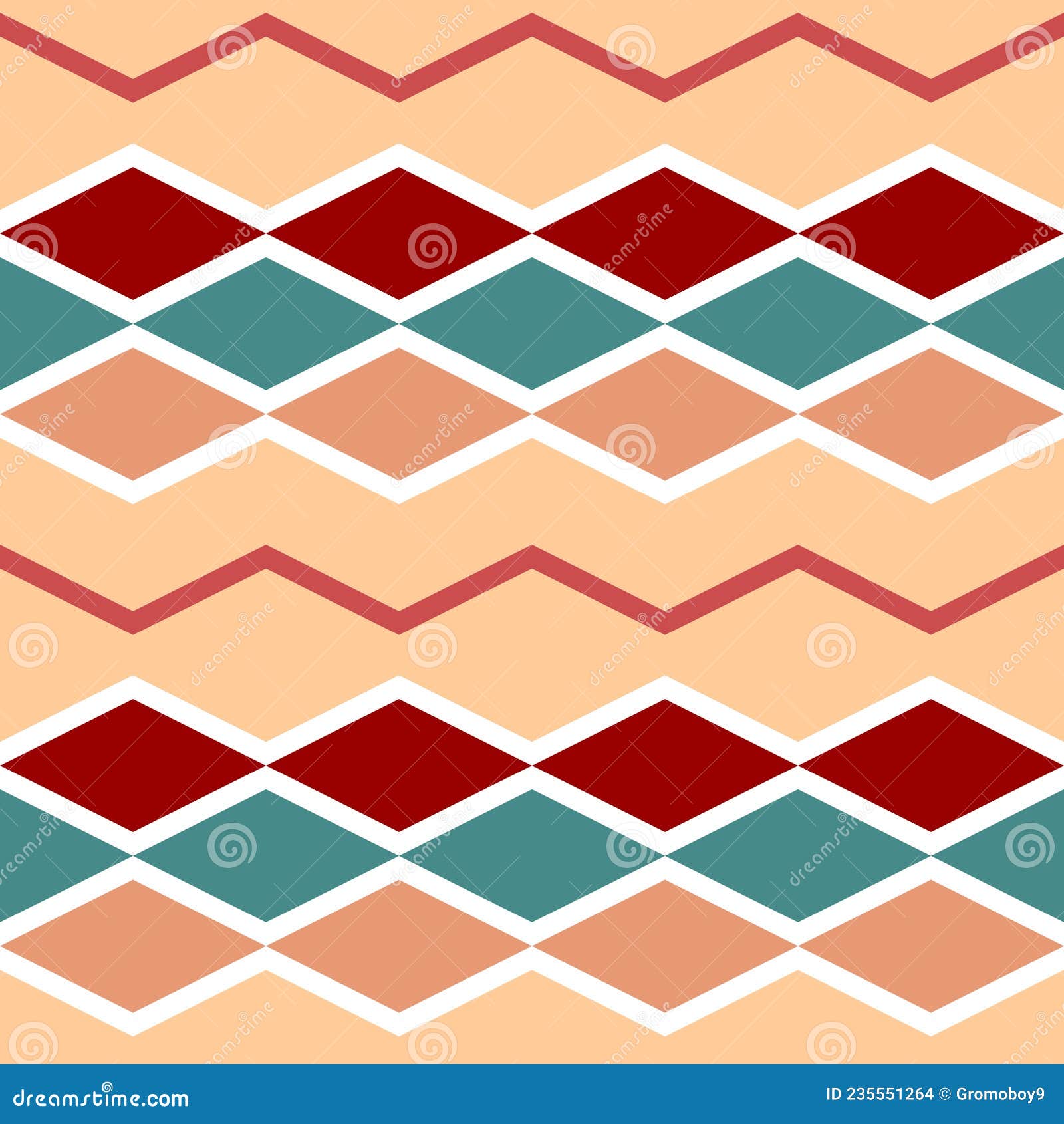 Seamless Abstract Background with Rhombic Pattern and Zigzags. Vector ...