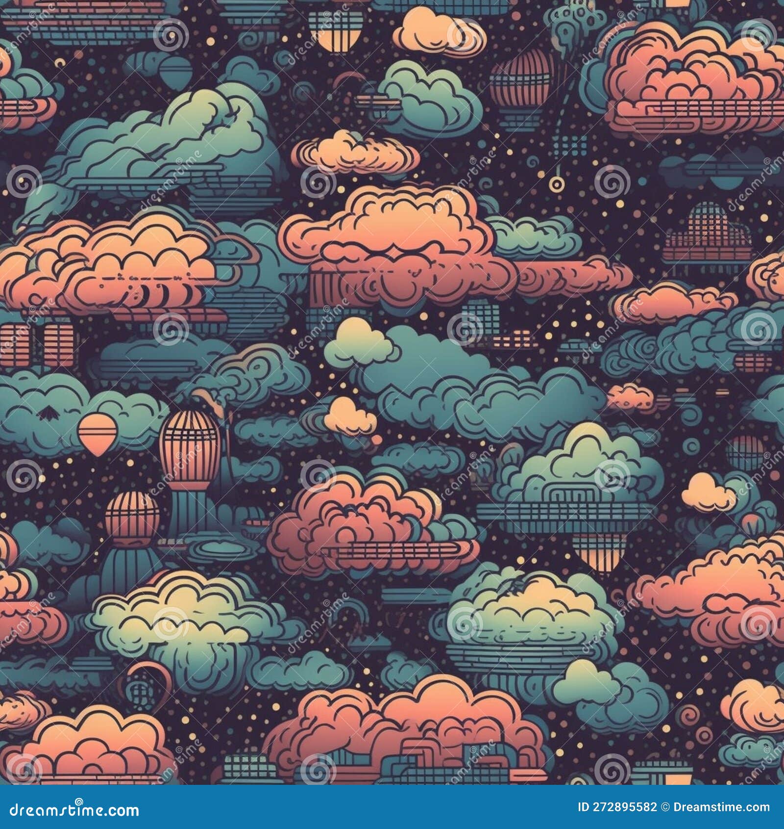 Seamless Abstract Background Tile with a Cloud Computing Theme ...
