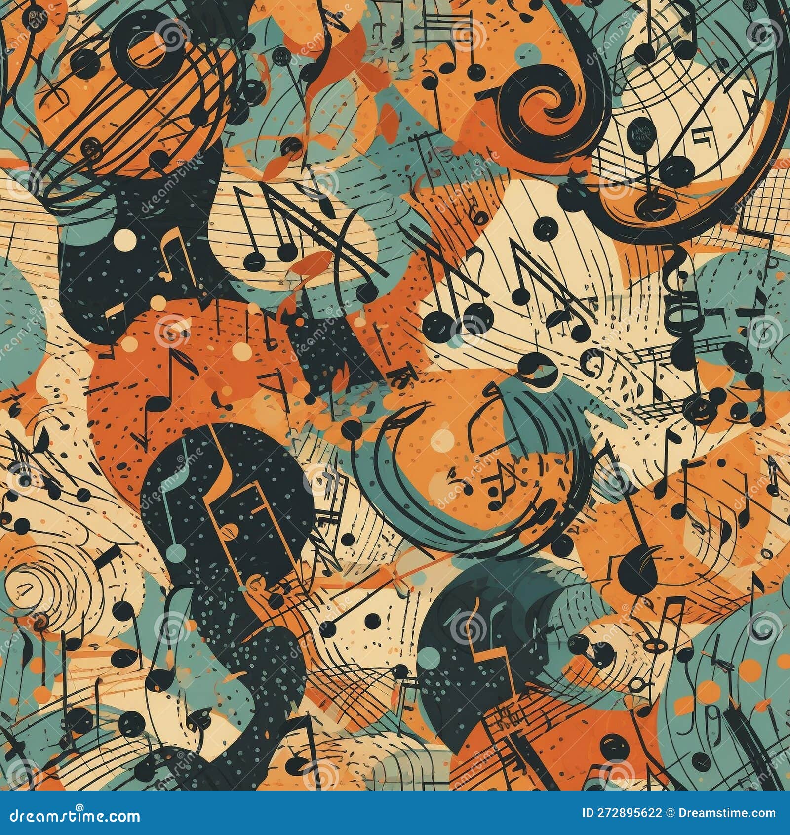 Music Theme Seamless Abstract Background Tile with a Random Pattern ...