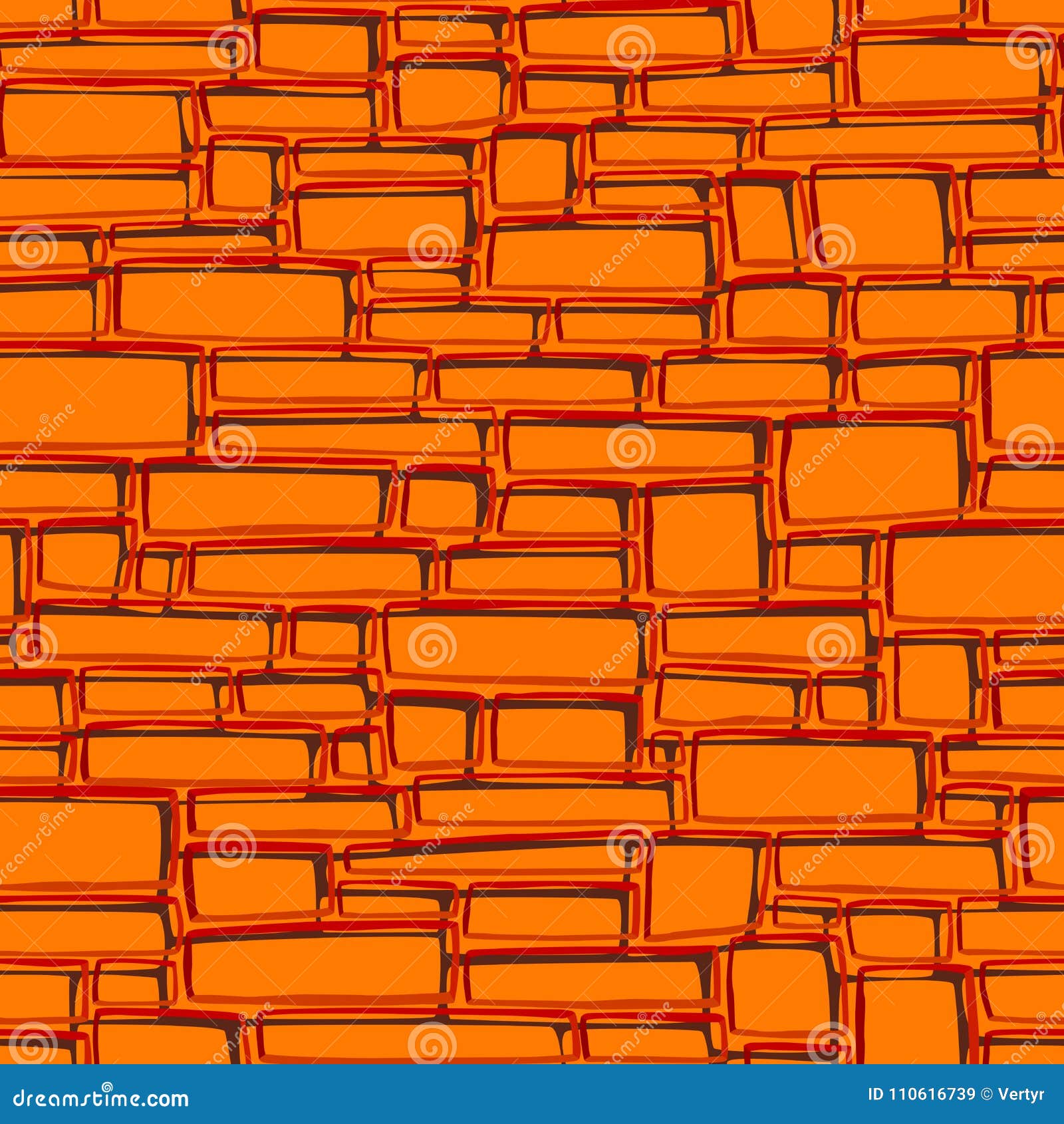 Seamless Abstract Background Wall of Rectangular Orange Bricks. Stock ...