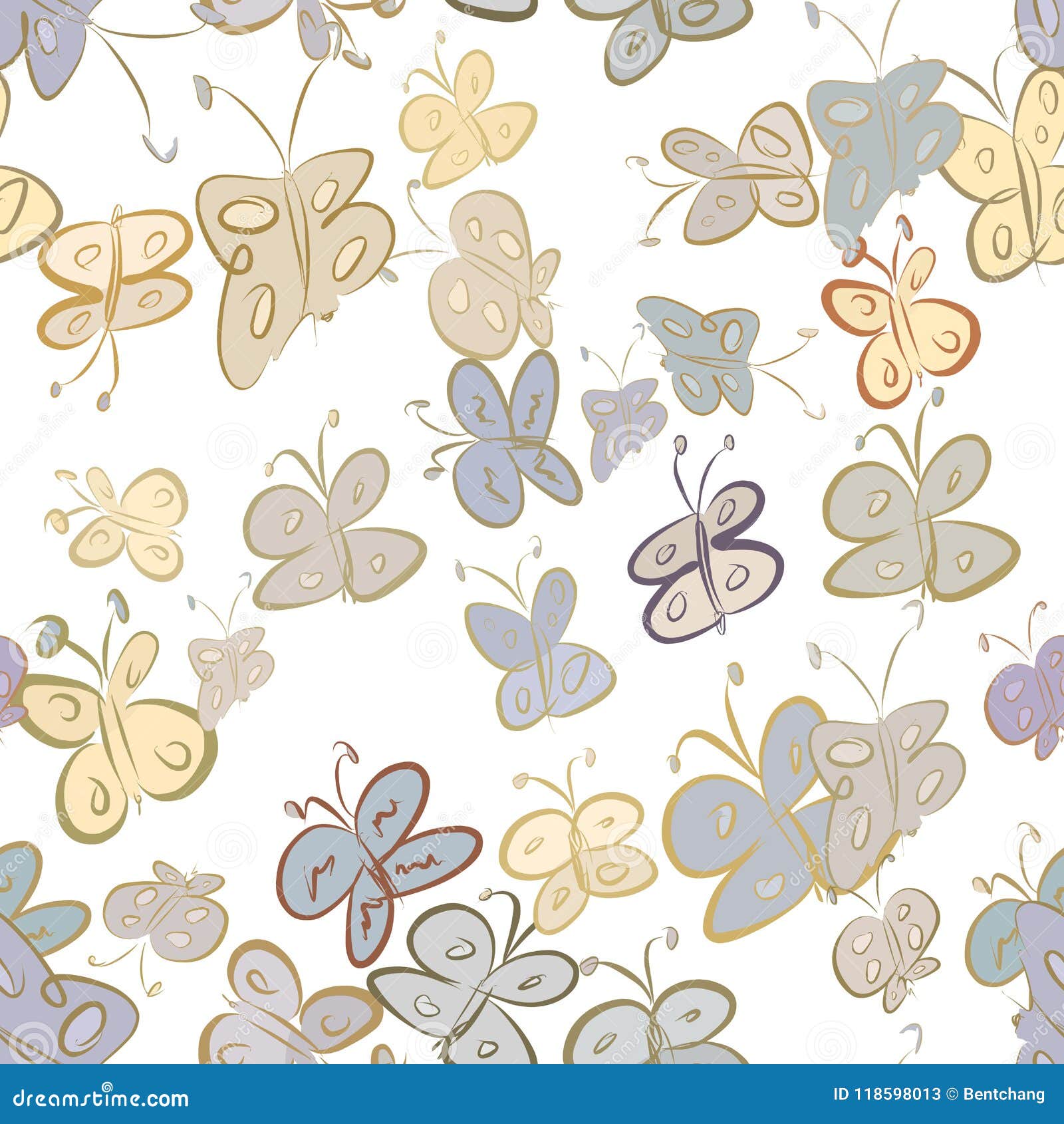 Seamless Abstract Butterfly Illustrations Background. Style, Design ...