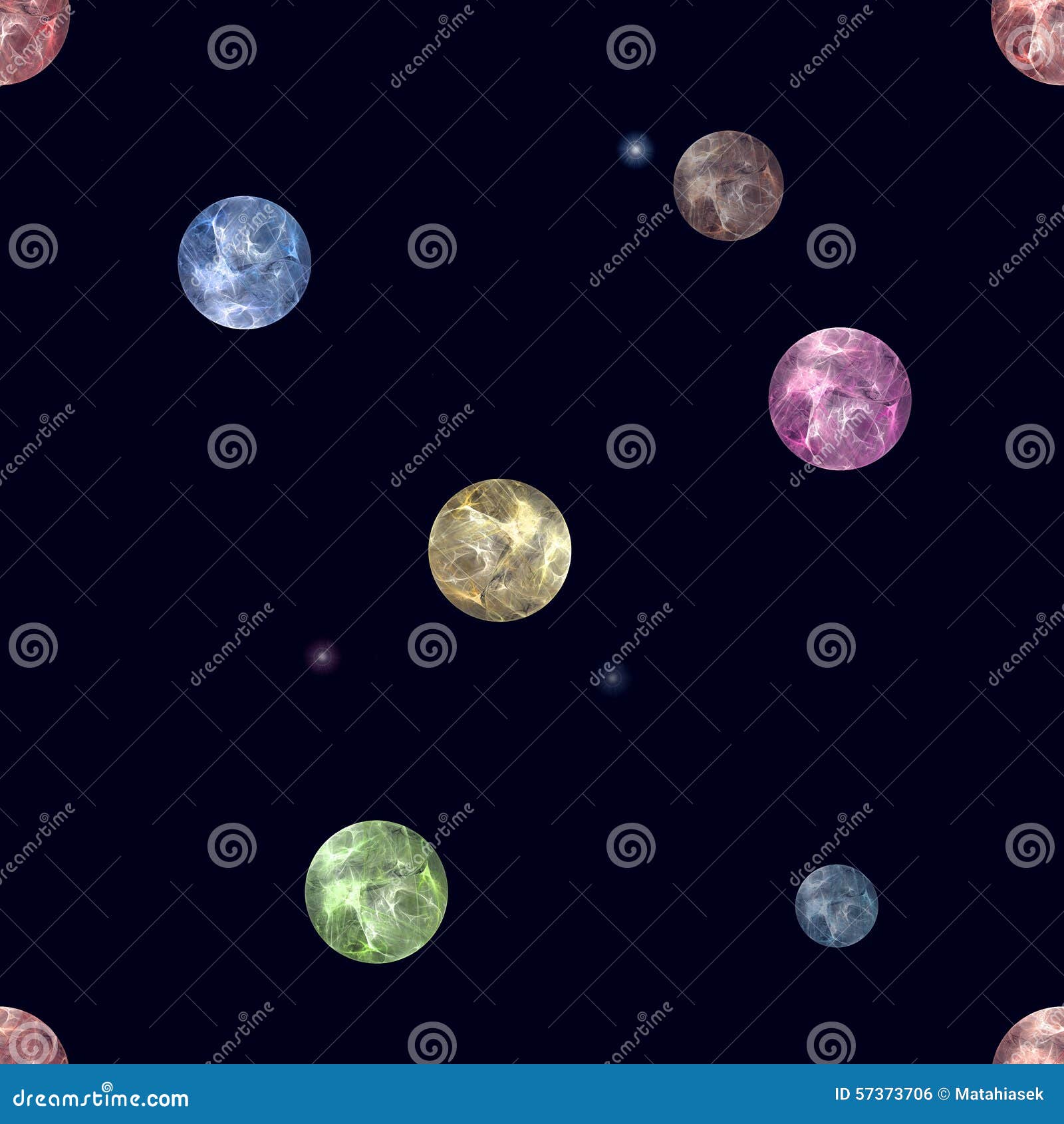 Seamless Abstract Colored Planets Pattern with Glowing Stars Stock ...