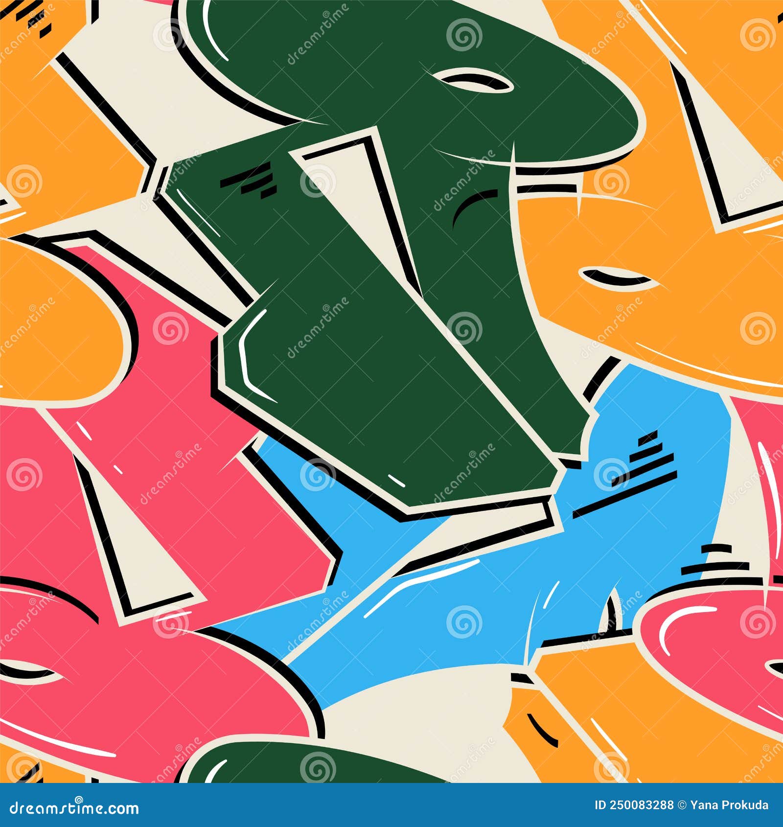 Seamless Abstract Colorful Pattern in Street Art Style Stock Vector ...