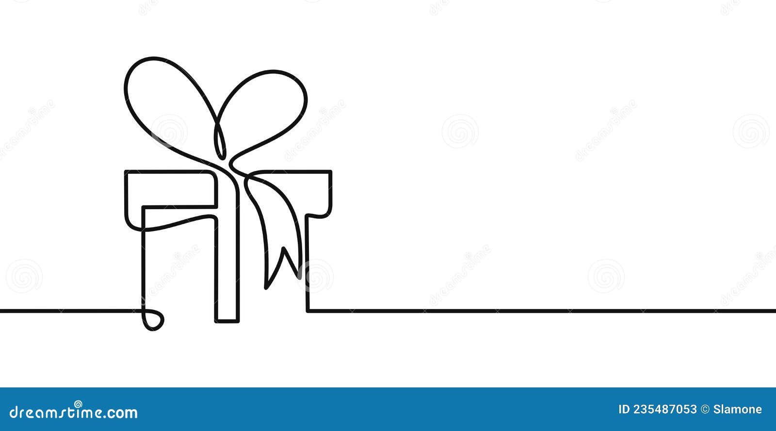 Seamless Abstract Continuous Line Present Isolated Art Drawing Vector ...