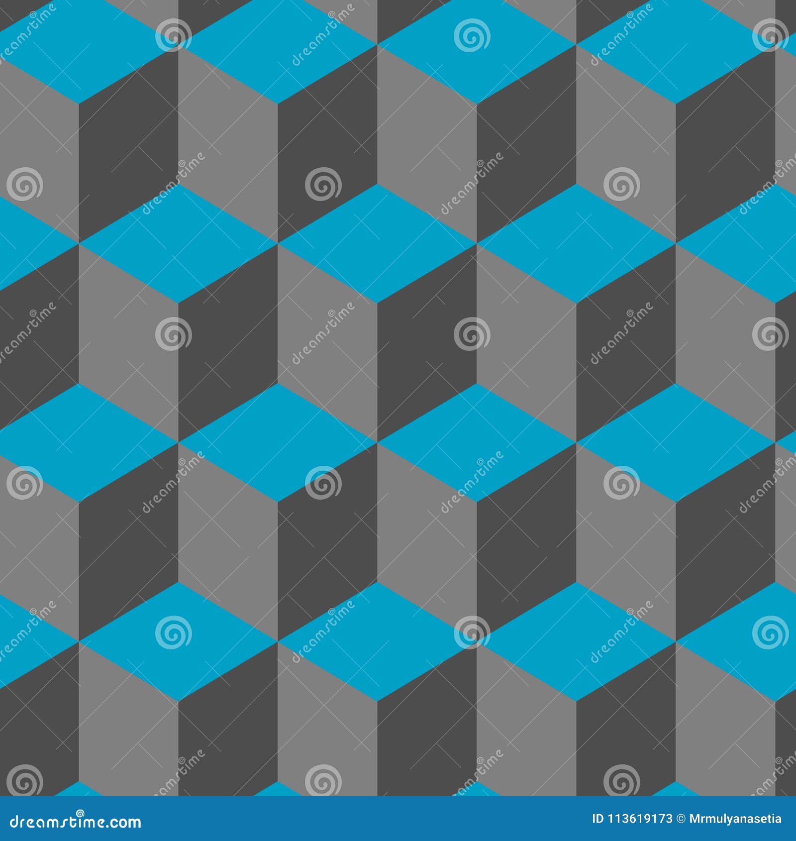 Seamless Abstract Cube Geometric Vector Cool Pattern Stock