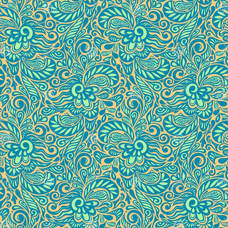 Seamless Abstract Curly Floral Pattern Stock Illustration ...